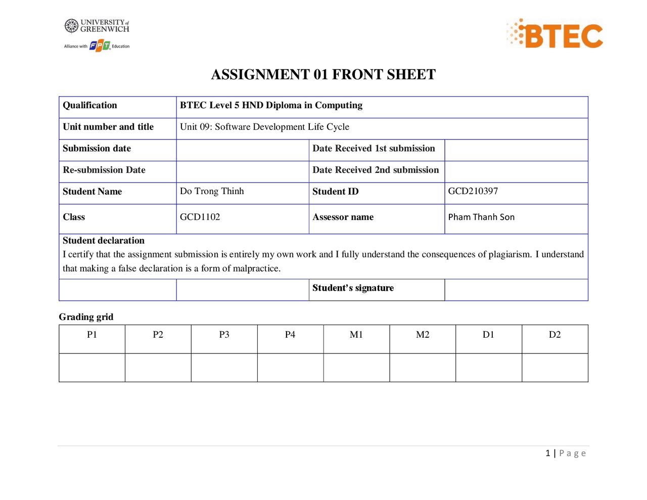 Software Development Life Cycle Assignment 1 Pass Assignments