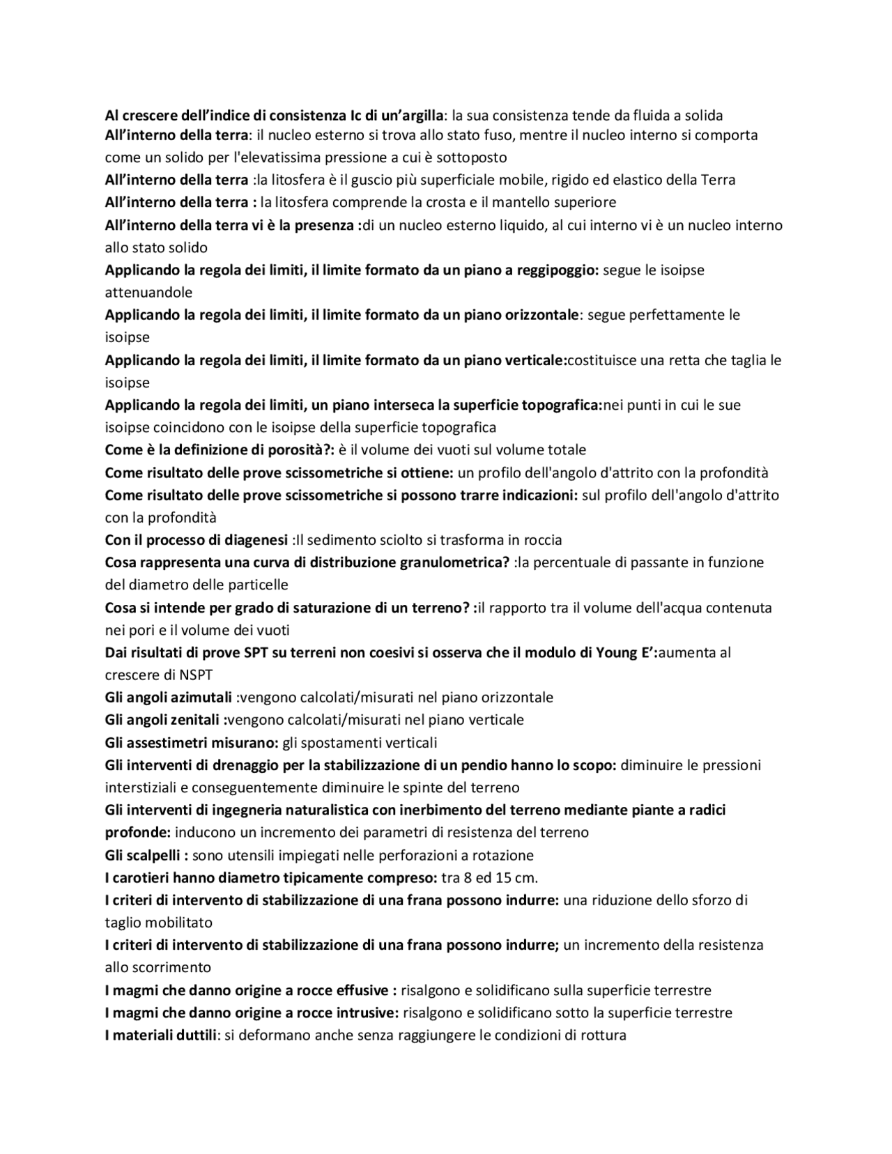 Geologia Uniecampus Ingegneria Civile Prove Desame Di Geologia Docsity