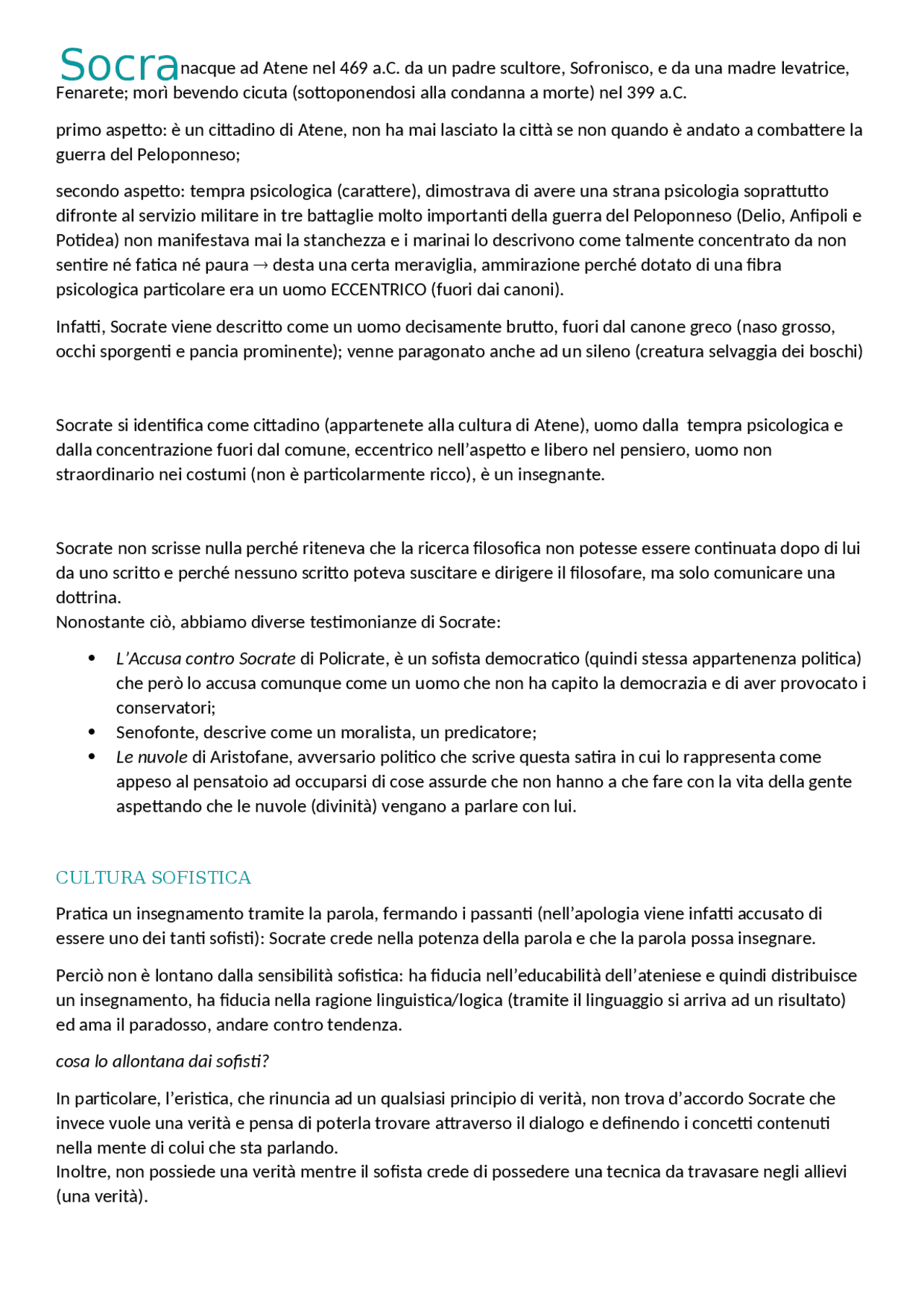 Filosofia di Socrate, Platone e Aristotele | Appunti di Filosofia | Docsity