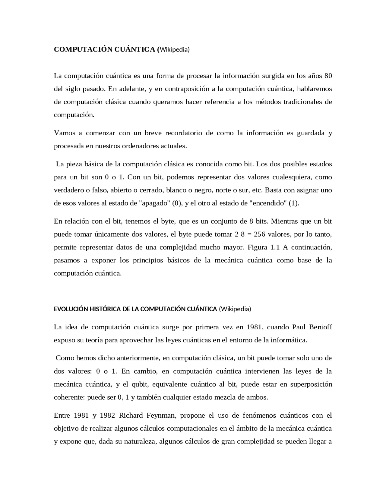 Informatica cuantica | Monografías, Ensayos de Informática | Docsity