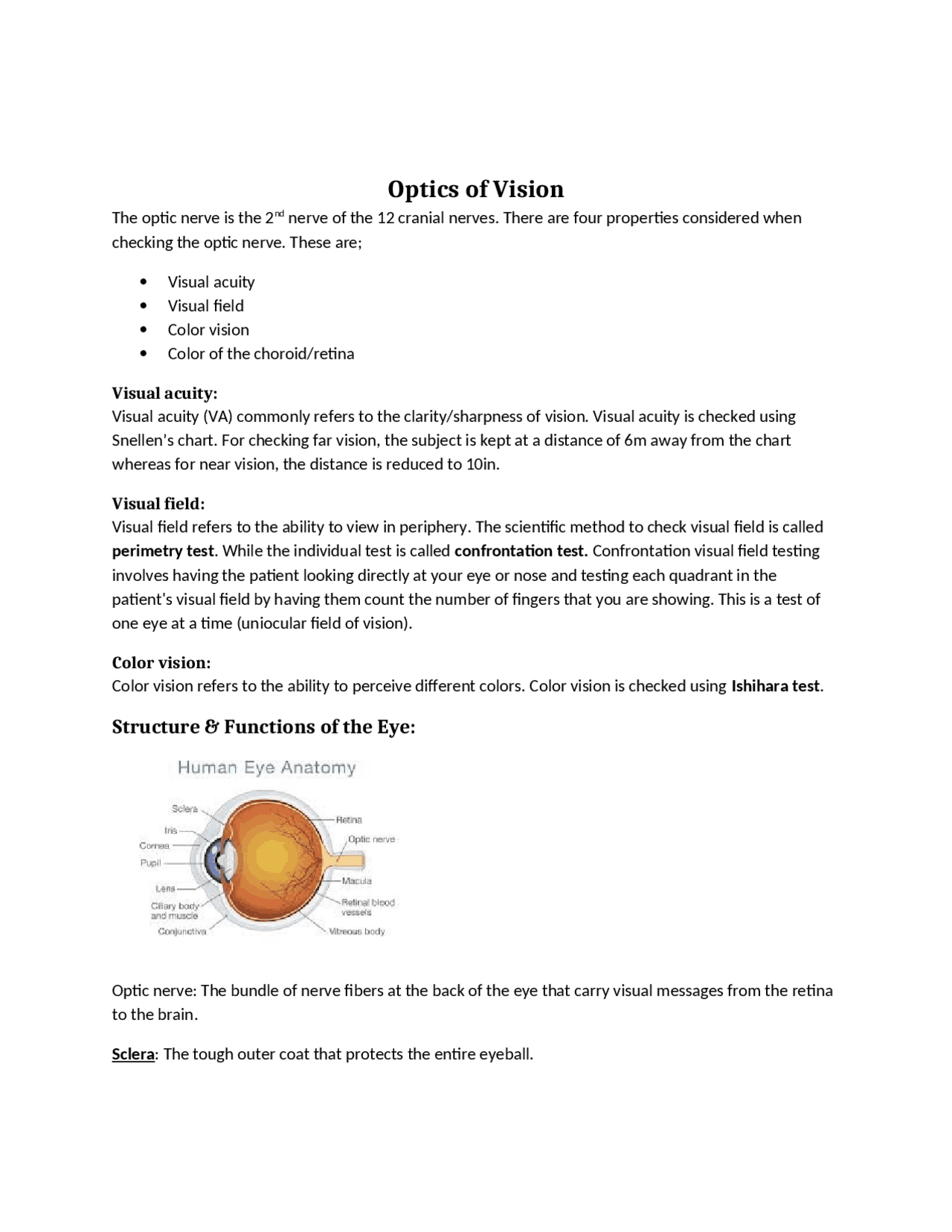 Optics Of Vision: Study Notes (With complete briefing of each topic ...