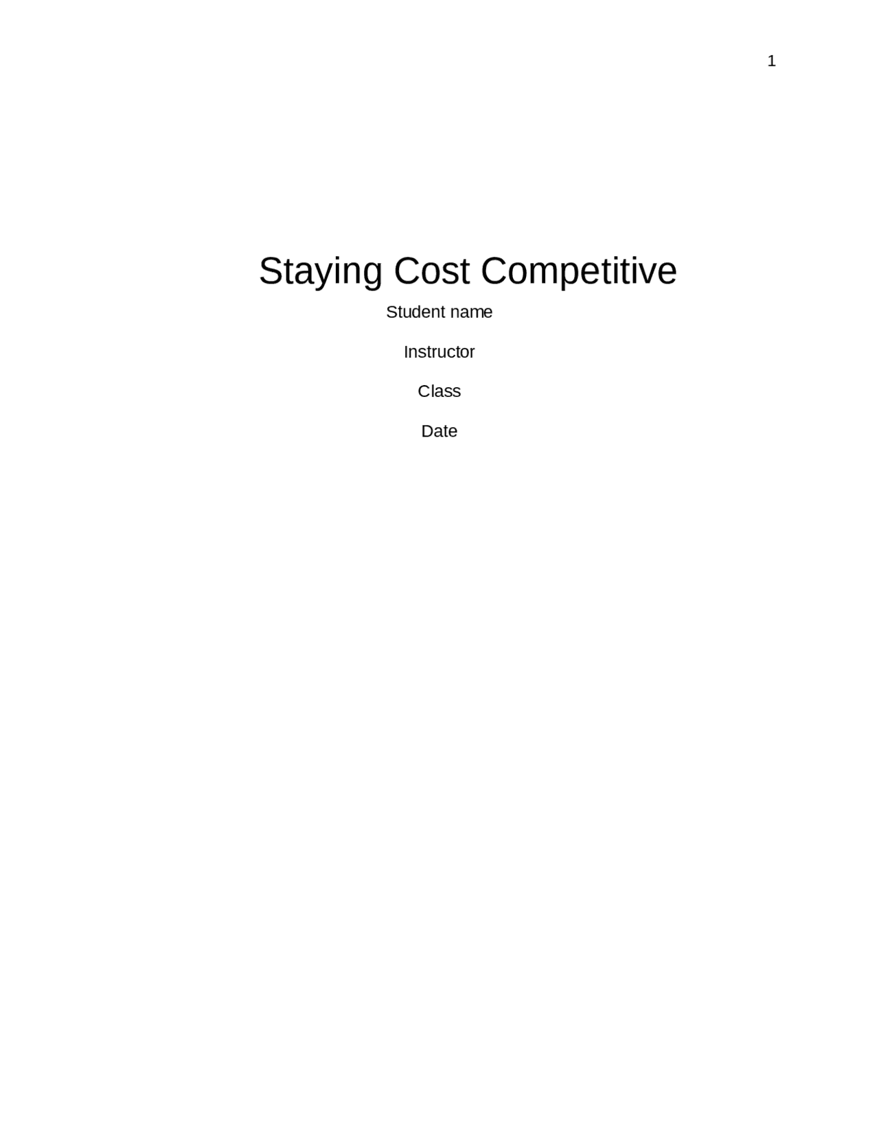 Strategies for Staying Cost Competitive | Study Guides, Projects ...