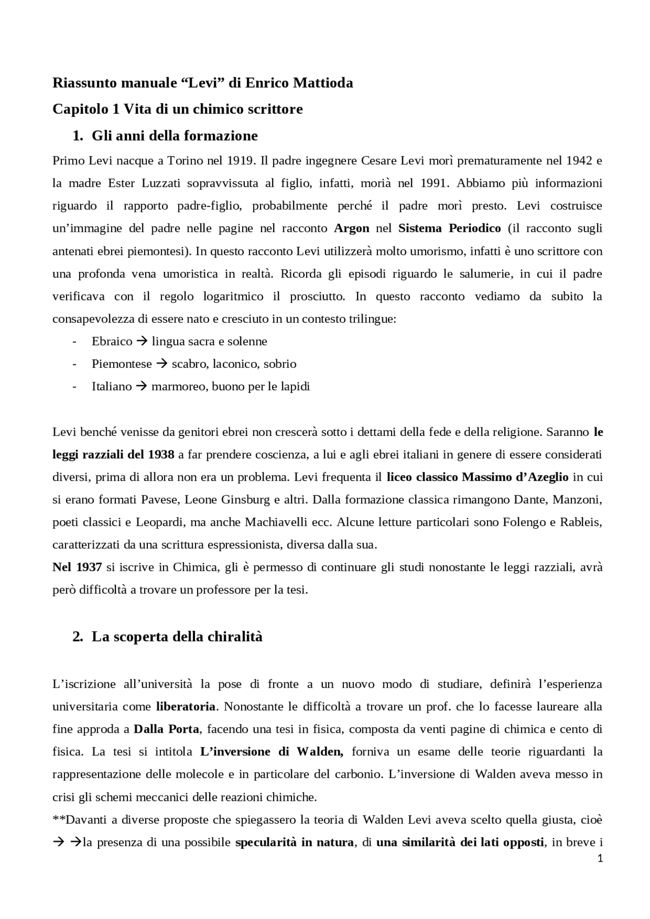 Riassunto Del Manuale Primo Levi Schemi E Mappe Concettuali Di