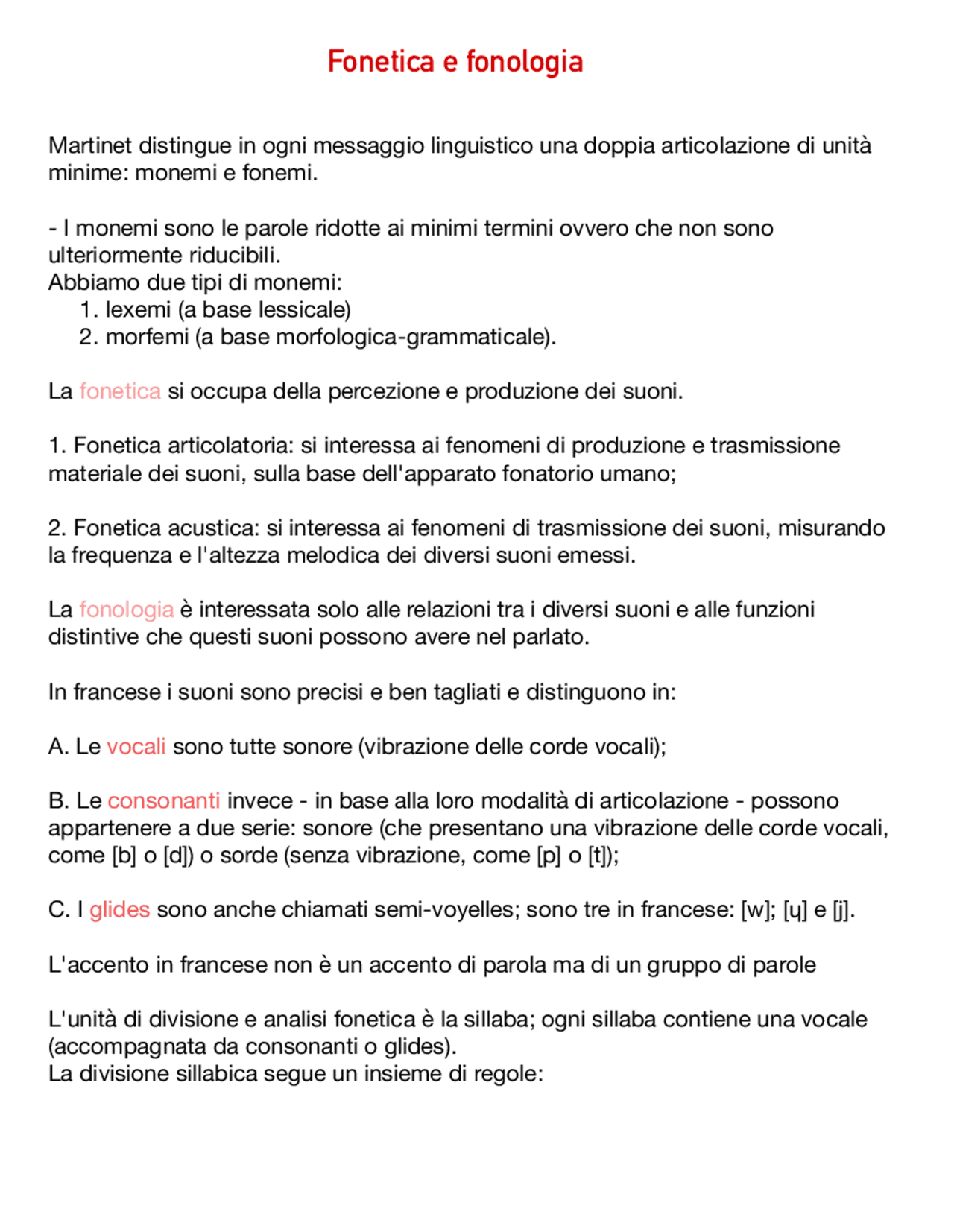 Modulo Teorico Francese Appunti Di Lingua Francese Docsity