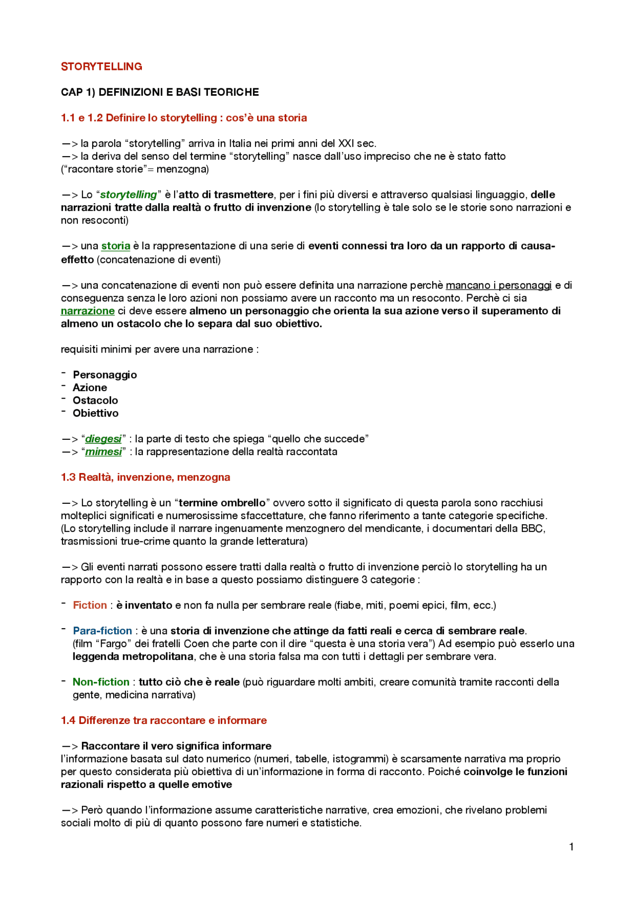 Storytelling Perissinotto. appunti lezione + slide + libro | Appunti di ...