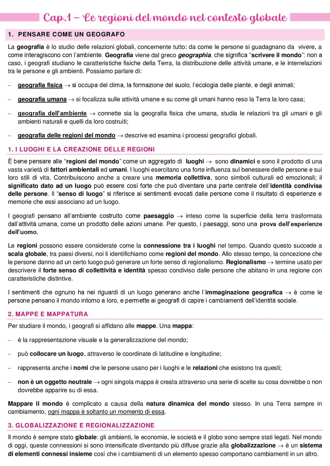 Traduzione E Riassunto World Regions In Global Context Capitoli 1 4