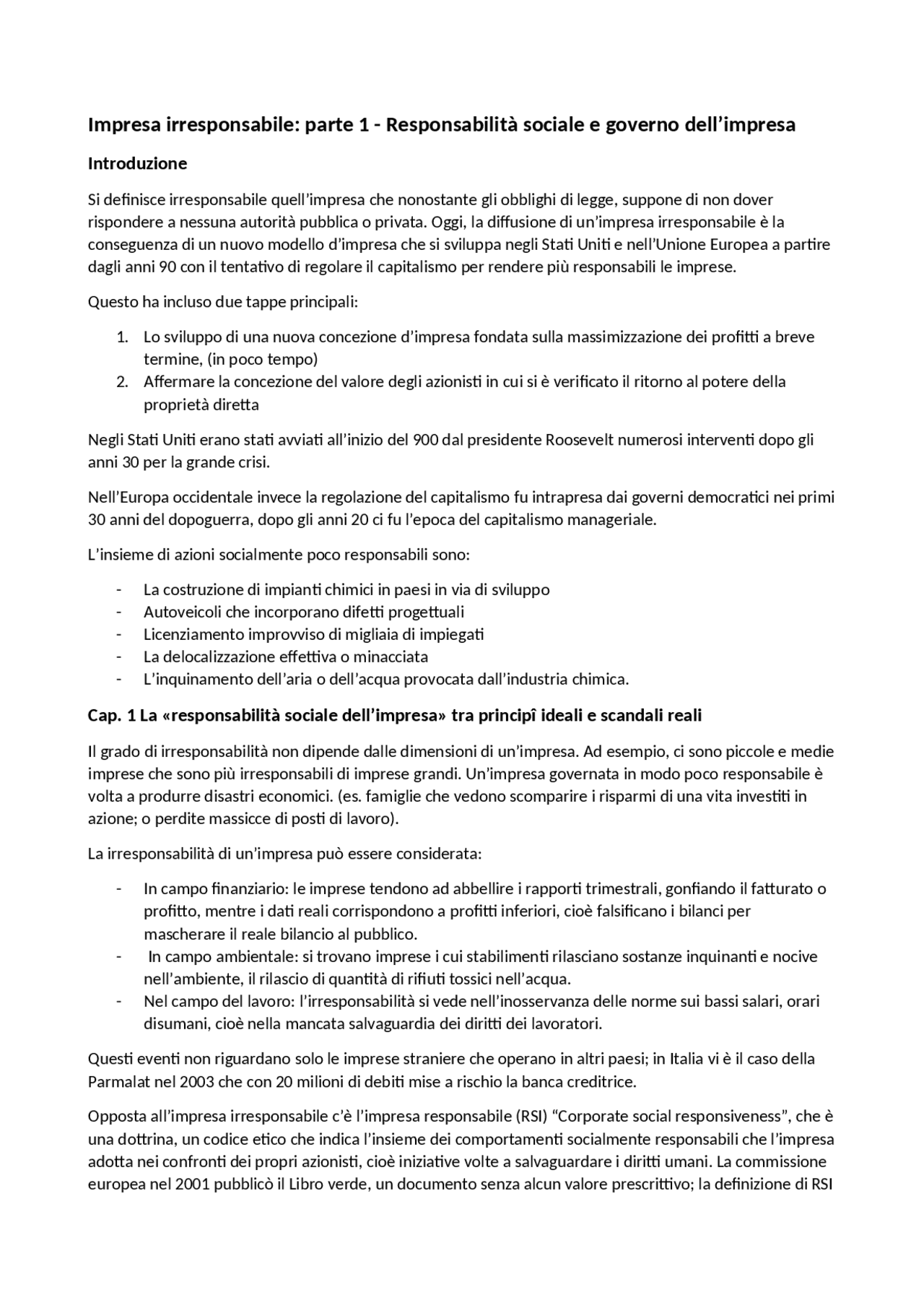 L'impresa irresponsabile | Sintesi del corso di Comunicazione Politica ...