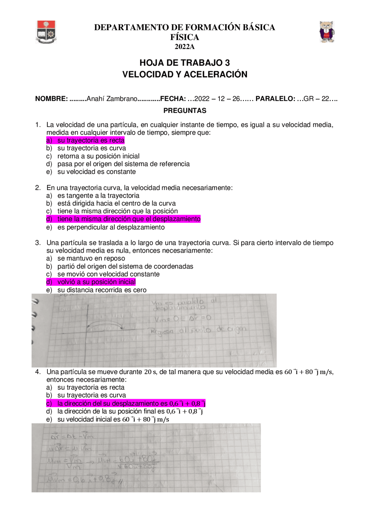 Hojas De Trabajo Para Calcular La Velocidad