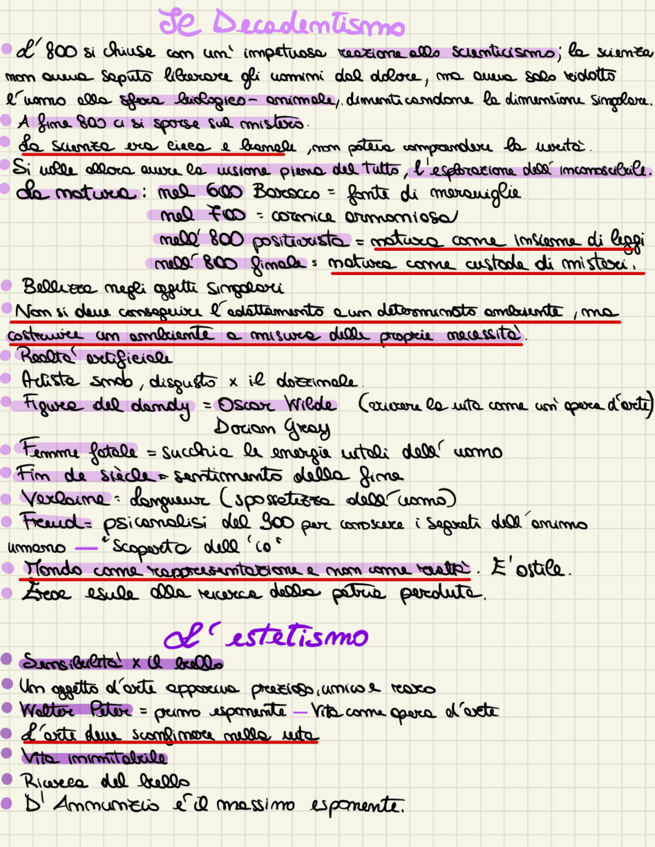 Il Decadentismo E D Annunzio Appunti Di Letteratura Italiana Docsity