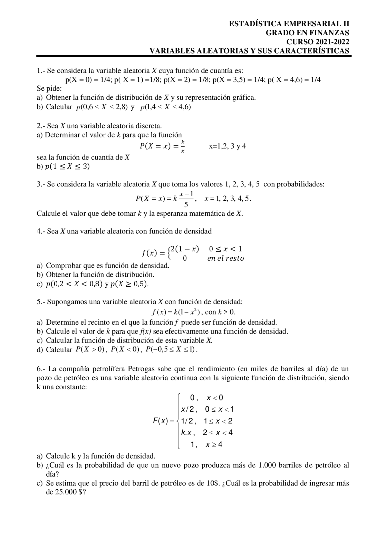 Ejercicios estadistica variables aleatorias | Ejercicios de Estadística ...