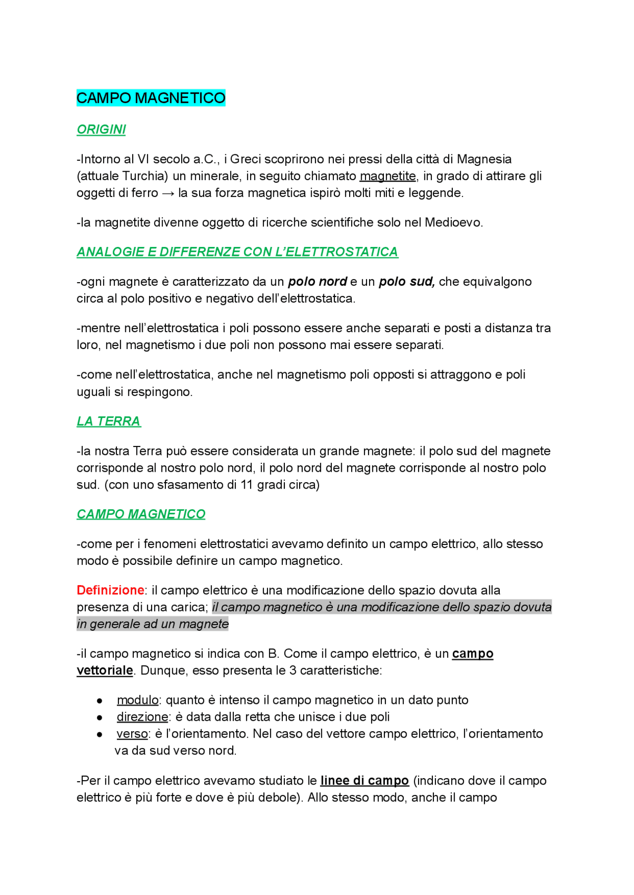 CAMPO MAGNETICO: Oersted, Faraday, Ampère, Lorentz e Maxwell. | Appunti di Fisica | Docsity