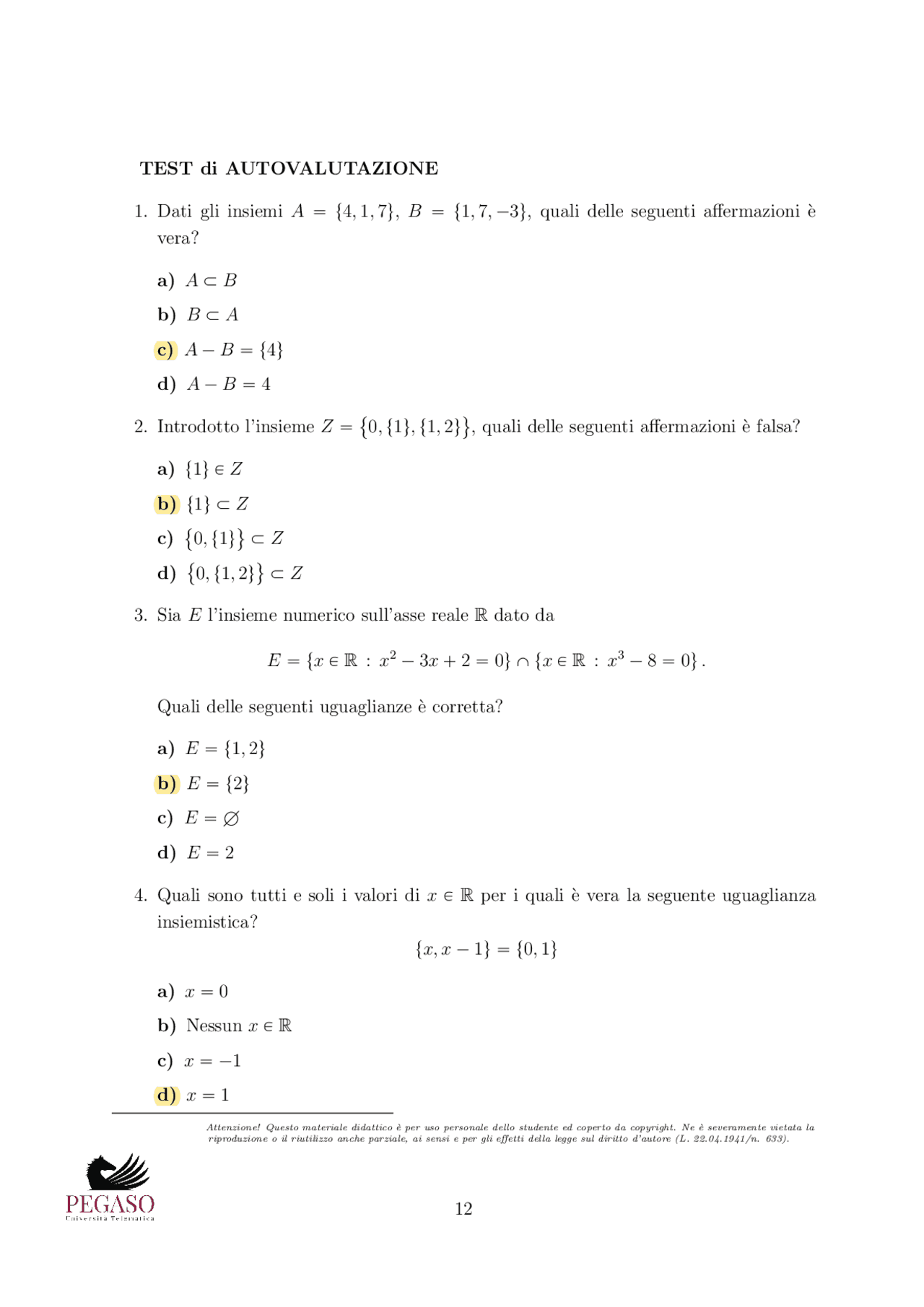 Matematica discreta L31 PEGASO INFORMATICA PER LE AZIENDE DIGITALI | Prove d'esame di Matematica ...