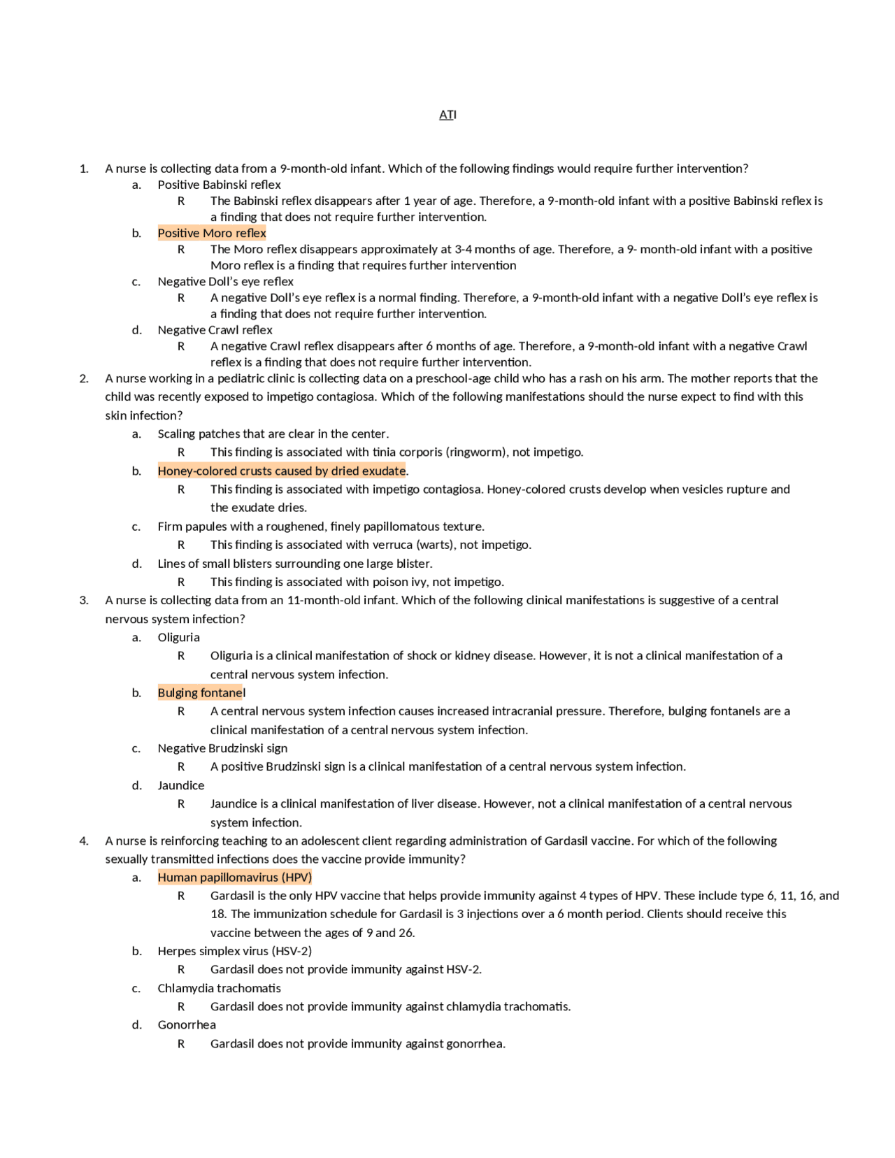 1600 Quiz 5 Practice Questions With Rationales Exams Nursing Docsity