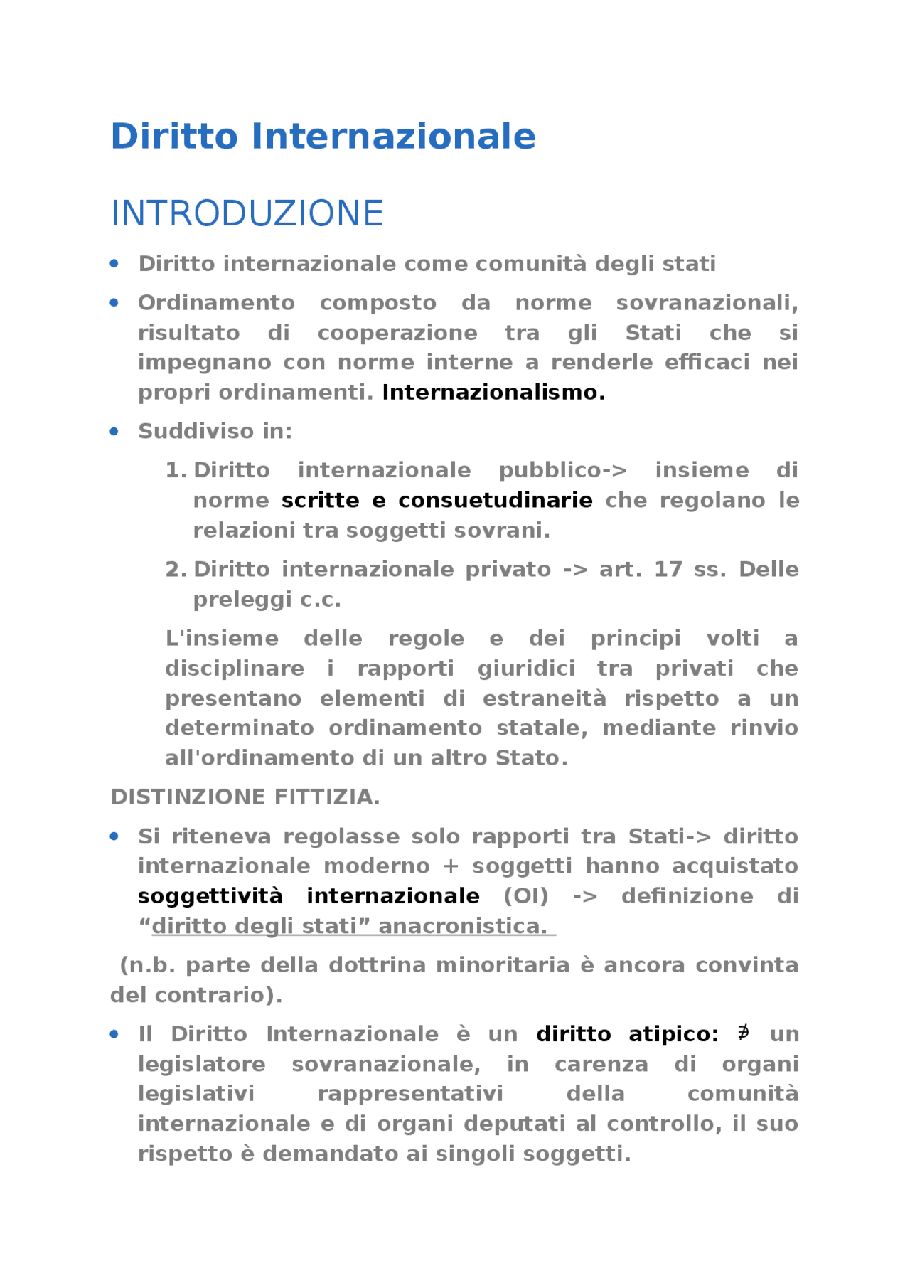 Schemi diritto internazionale | Schemi e mappe concettuali di Diritto Internazionale | Docsity