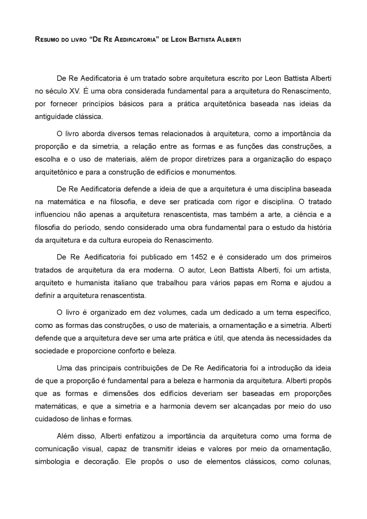 Resumo do livro “De Re Aedificatoria” de Leon Battista Alberti ...