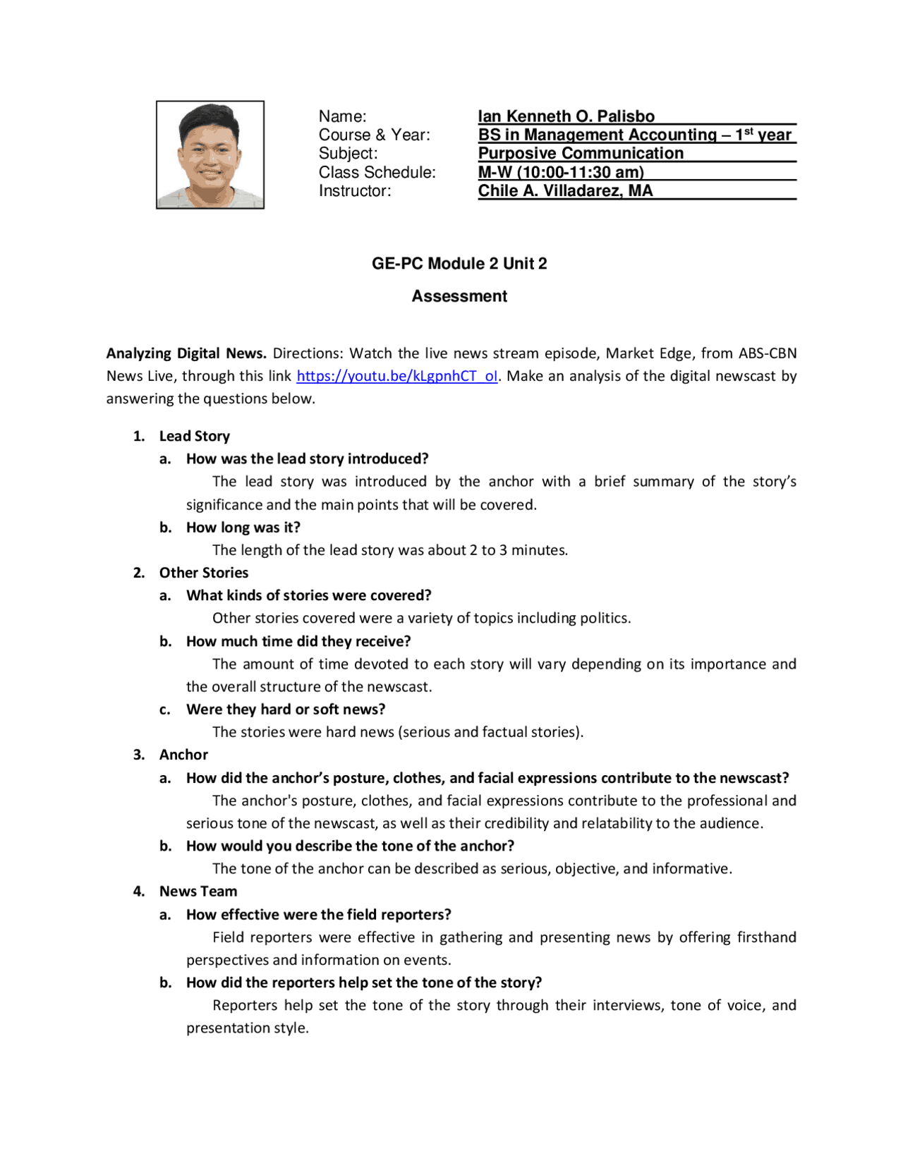 Purposive Communication Assignments Communication Docsity