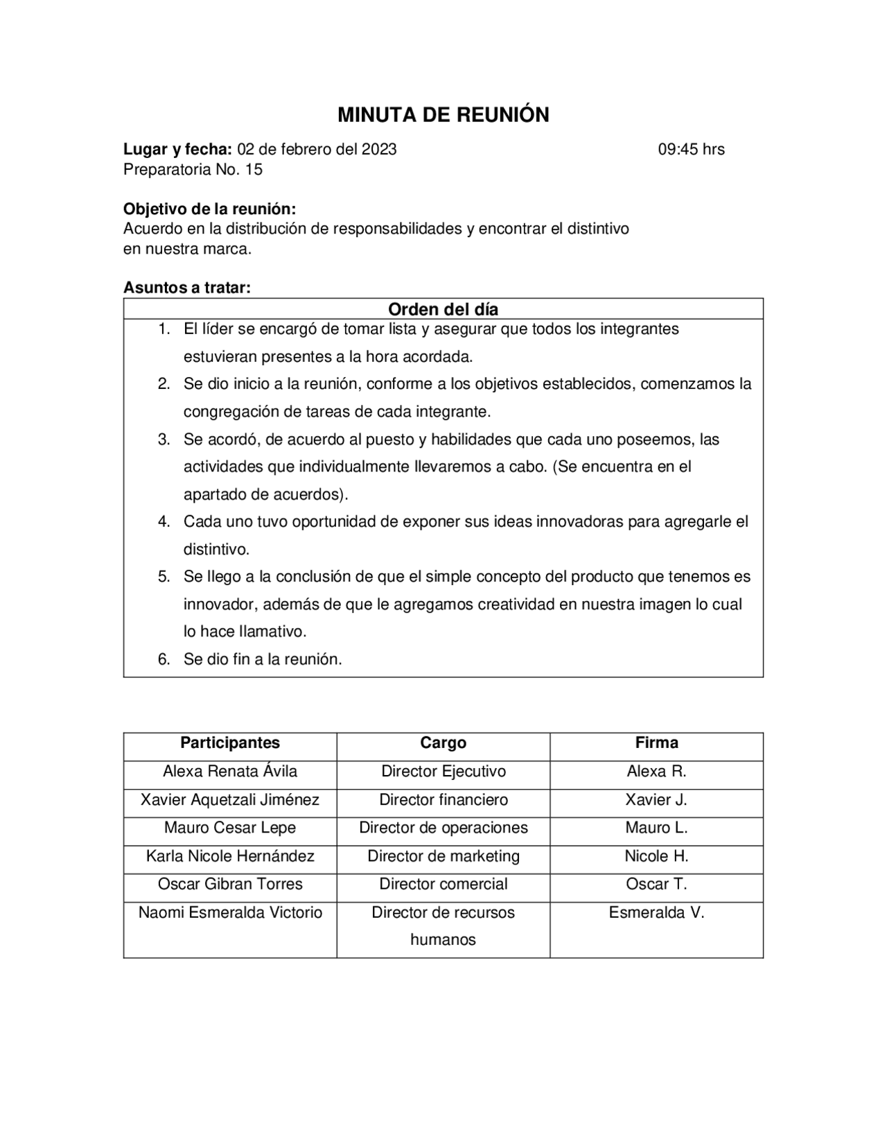 Ejemplo de minuta reunión | Guías, Proyectos, Investigaciones de ...