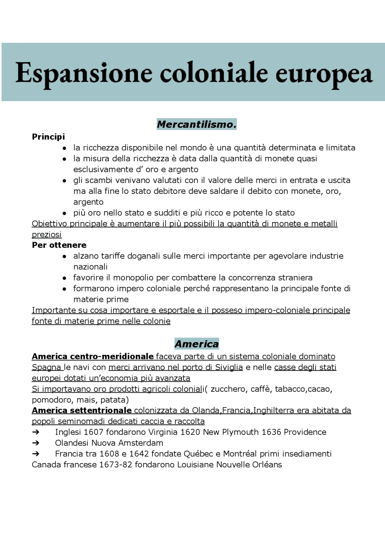 Espansione Coloniale Europea | Appunti di Storia | Docsity