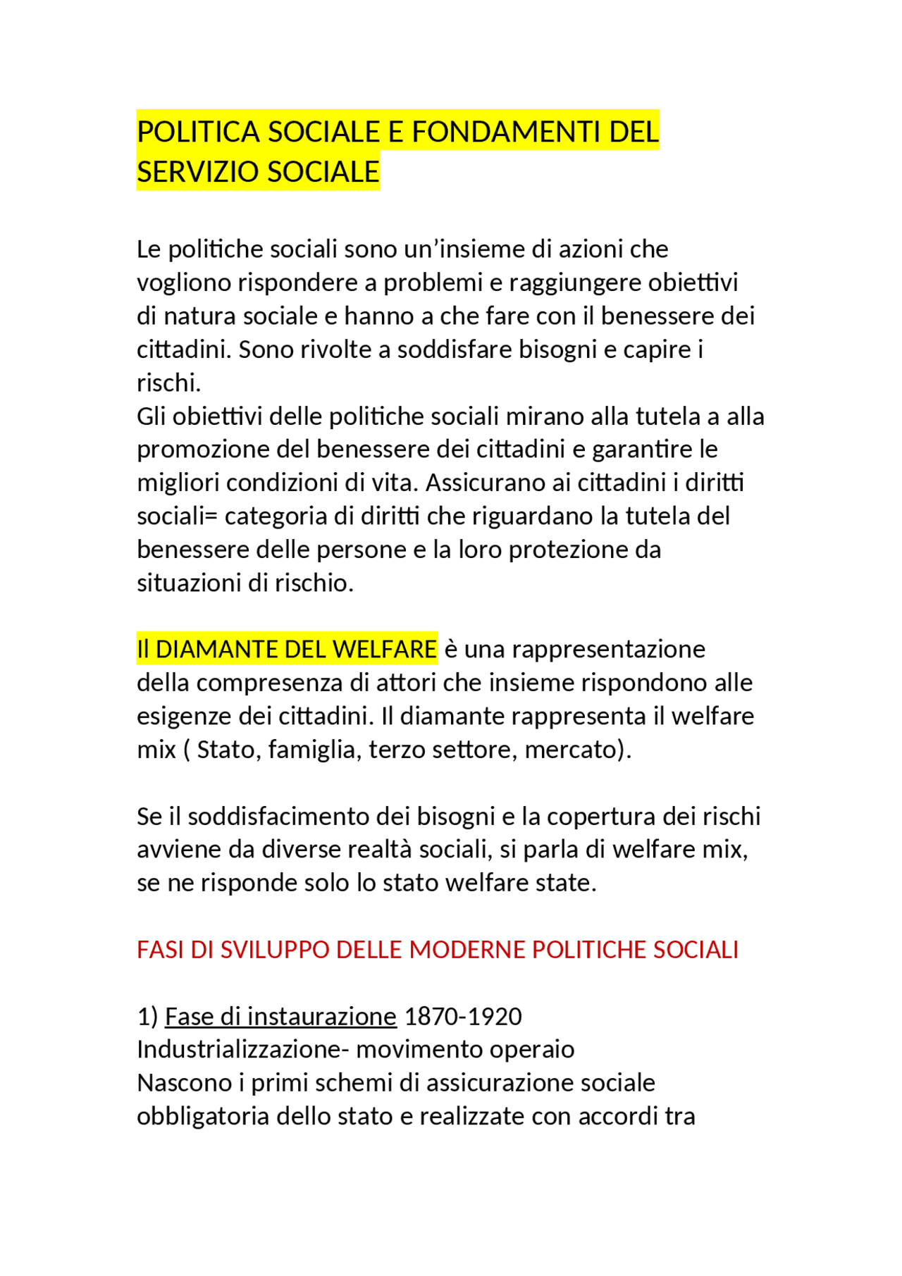Concetti di politiche sociali | Appunti di Storia Politica Sociale ...
