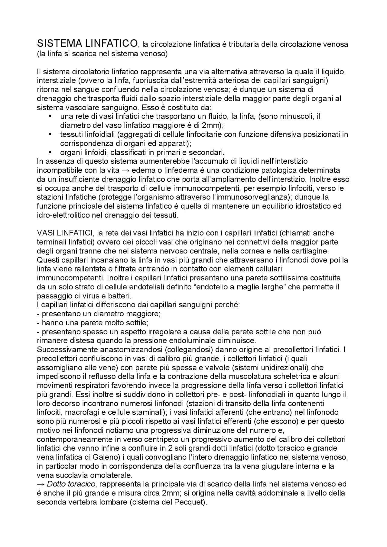 Appunti Anatomia Sistema Linfatico Appunti Di Anatomia Docsity