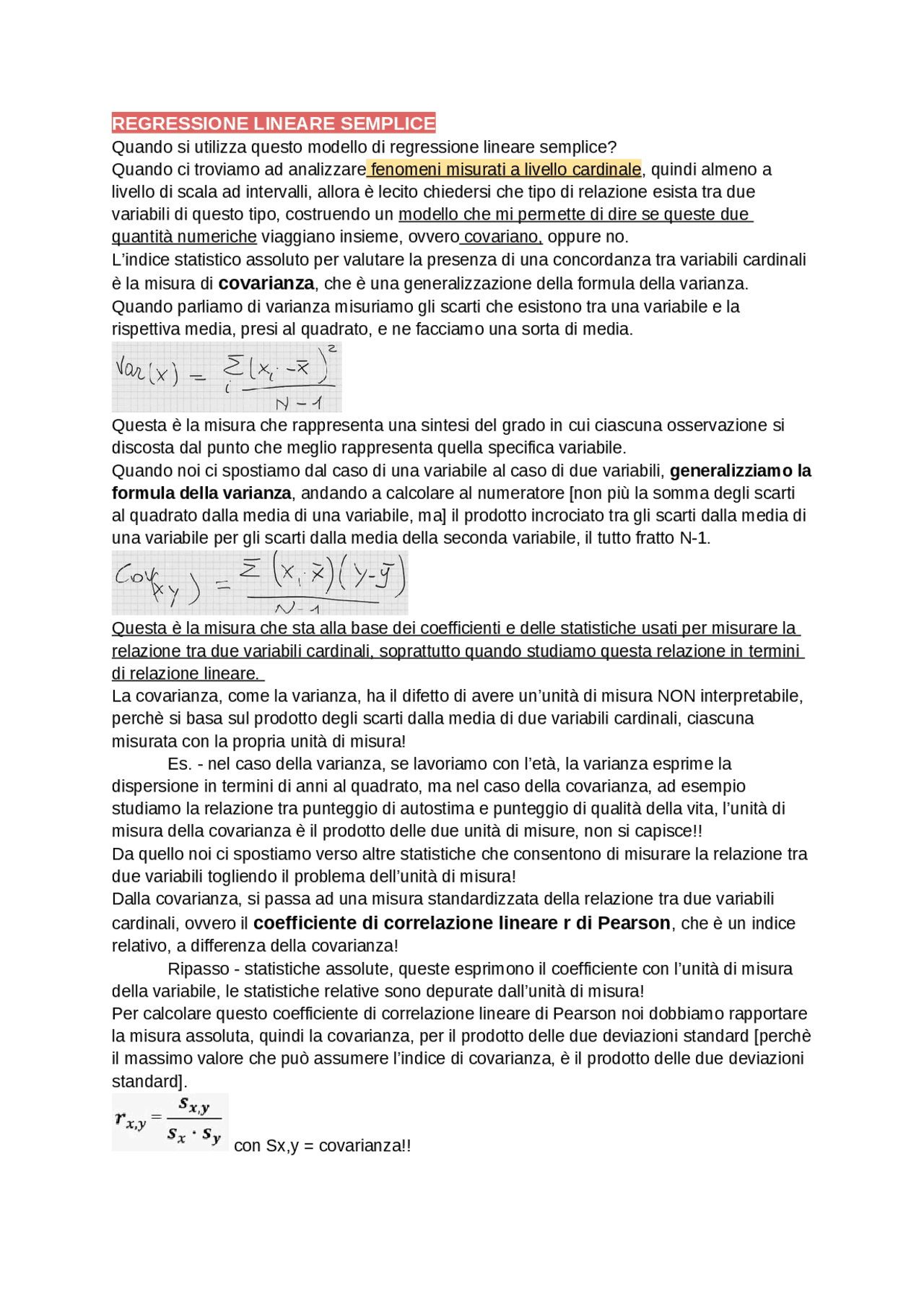 Regressione E Analisi Fattoriale Appunti Di Analisi Dei Dati Docsity
