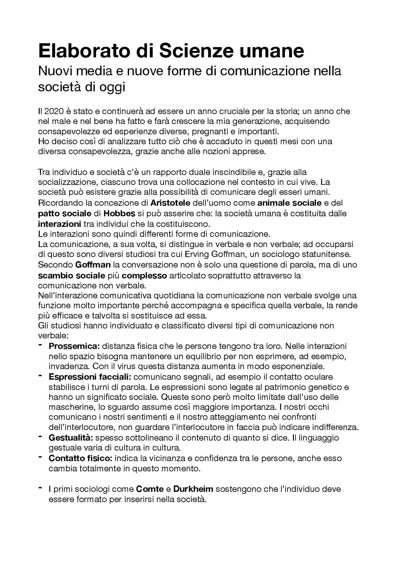 Elaborato Scienze Umane Tesine Di Maturità Di Scienze Umane Docsity