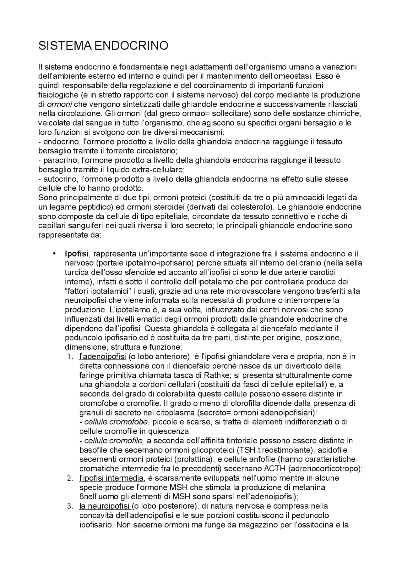 Appunti Anatomia Sistema Endocrino Appunti Di Anatomia Docsity