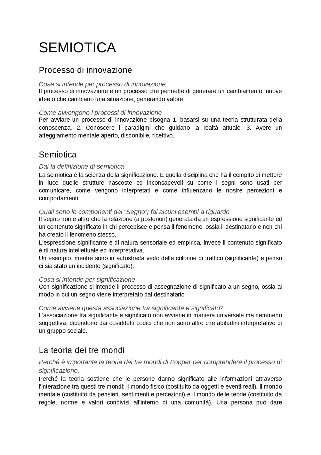 Domande guida esame di semiotica | Formulari di Semiotica | Docsity