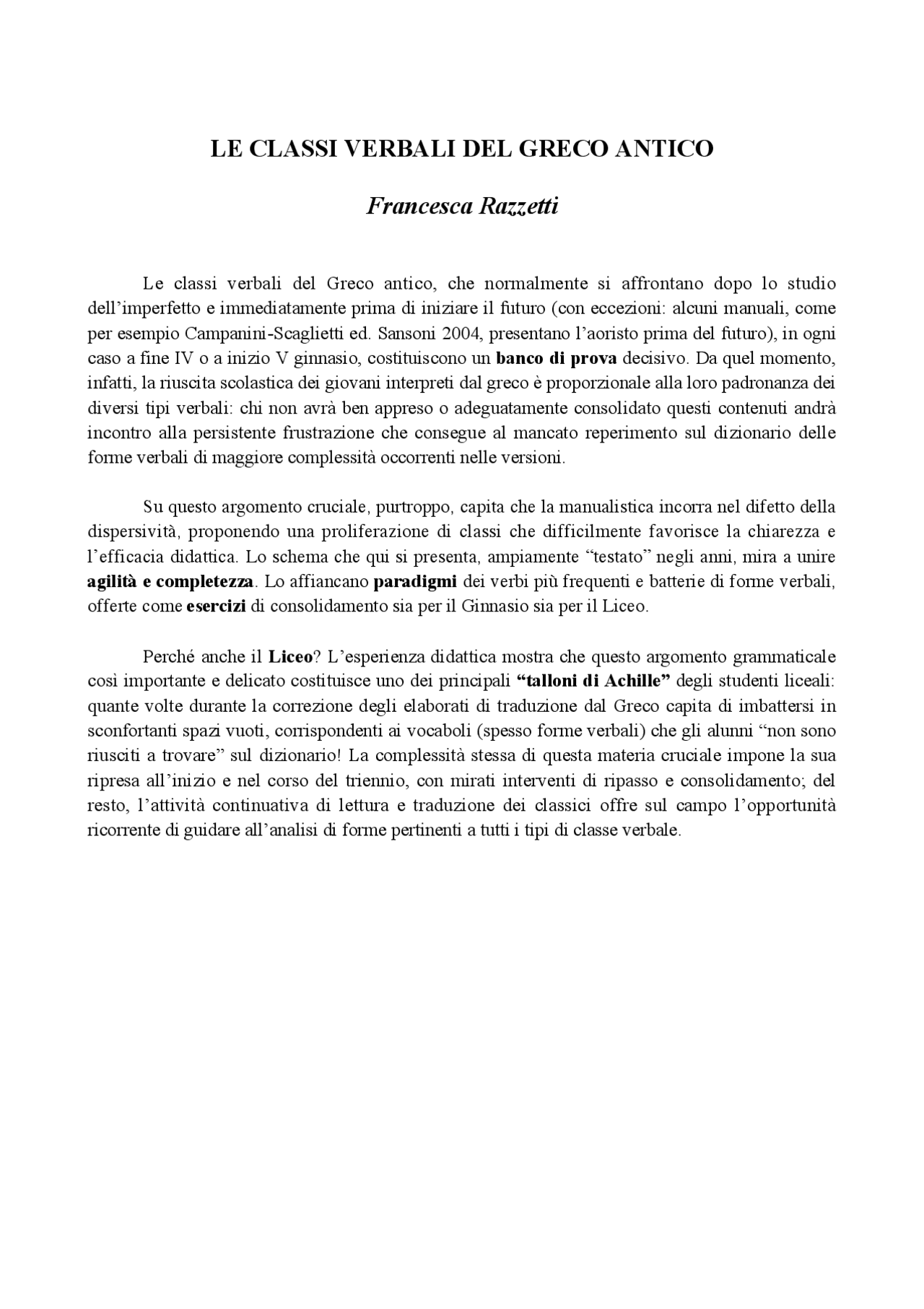 Classi Verbali Greco Antico Schemi E Mappe Concettuali Di Greco Docsity