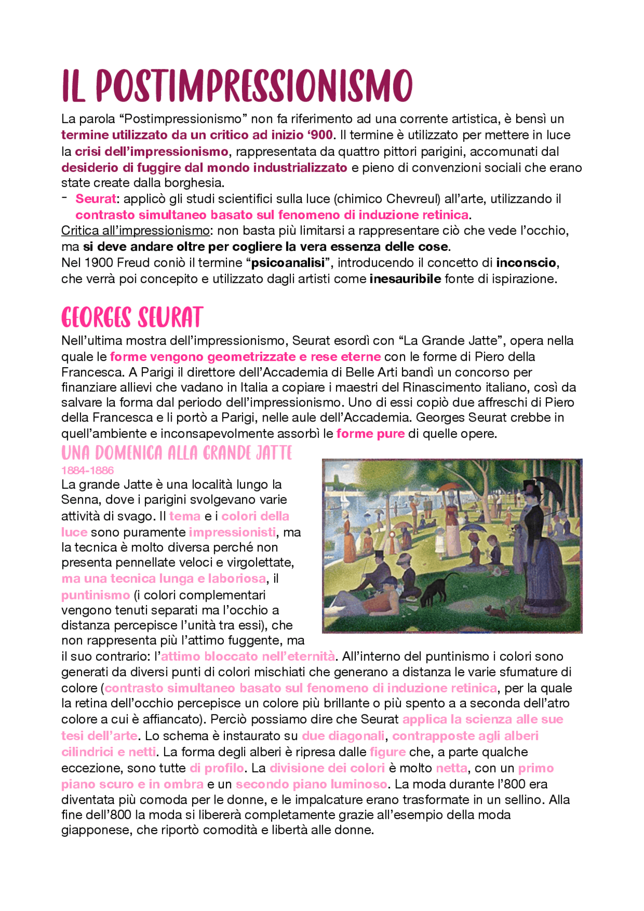 Postimpressionismo e Georges Seurat | Appunti di Elementi di storia dell'arte ed espressioni ...