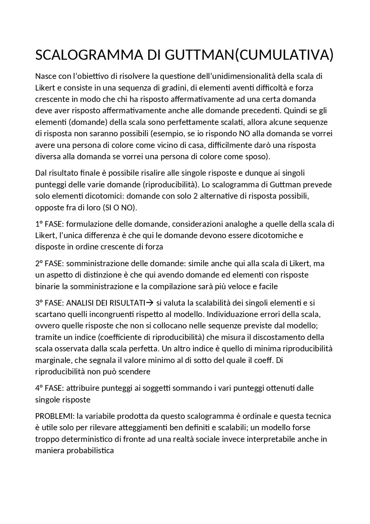 SCALOGRAMMA DI GUTTMAN | Dispense di Metodologia E Tecniche Di Ricerca ...