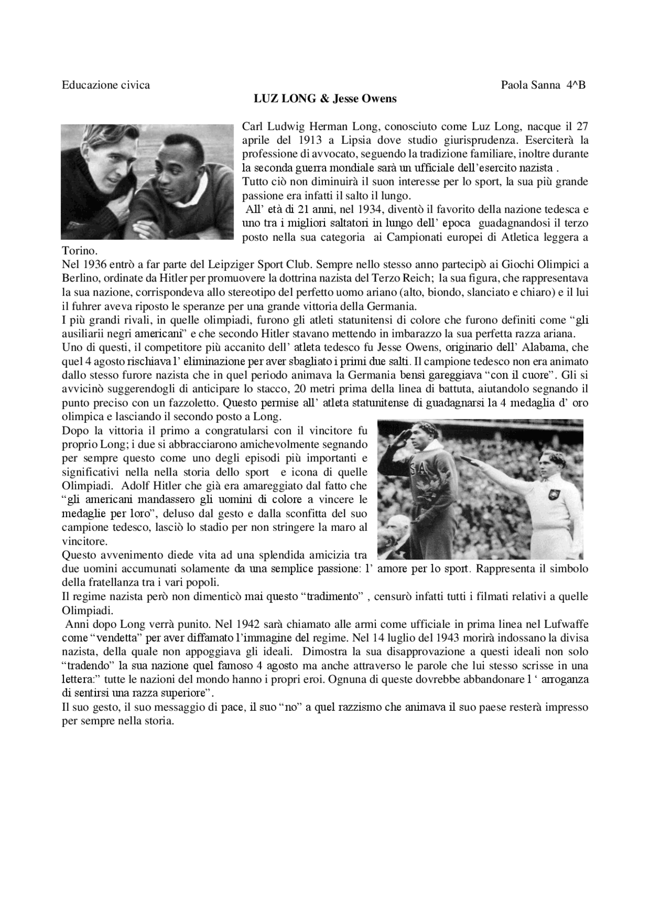 Luz Long e Jesse Owens | Guide, Progetti e Ricerche di Educazione ...