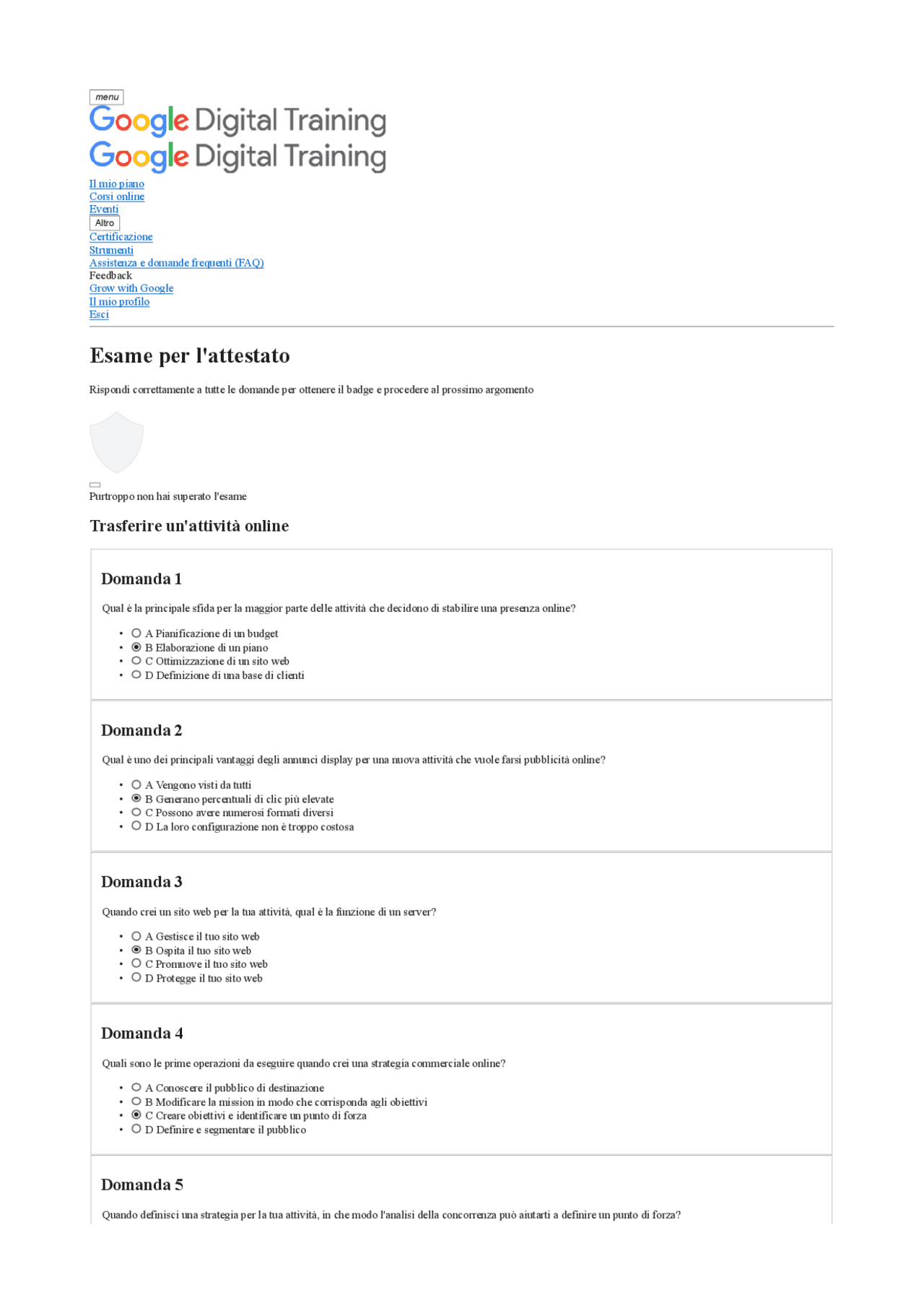 Fondamenti di marketing digitale (Google Digital Training) | Prove d'esame di Marketing | Docsity