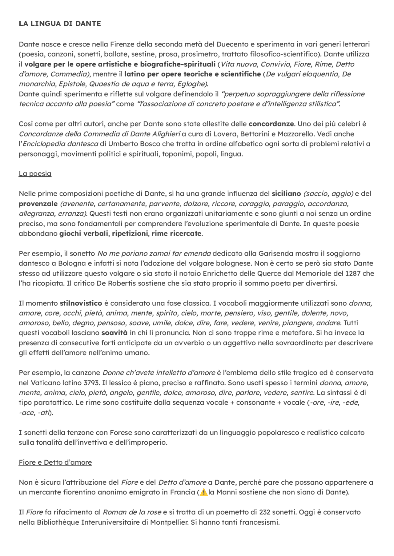 La lingua di Dante Alighieri | Dispense di Storia della lingua italiana ...