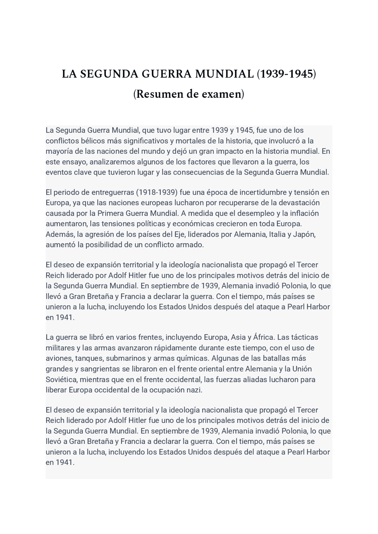 La Segunda Guerra Mundial (1939-1945) | Resúmenes de Historia del Mundo ...