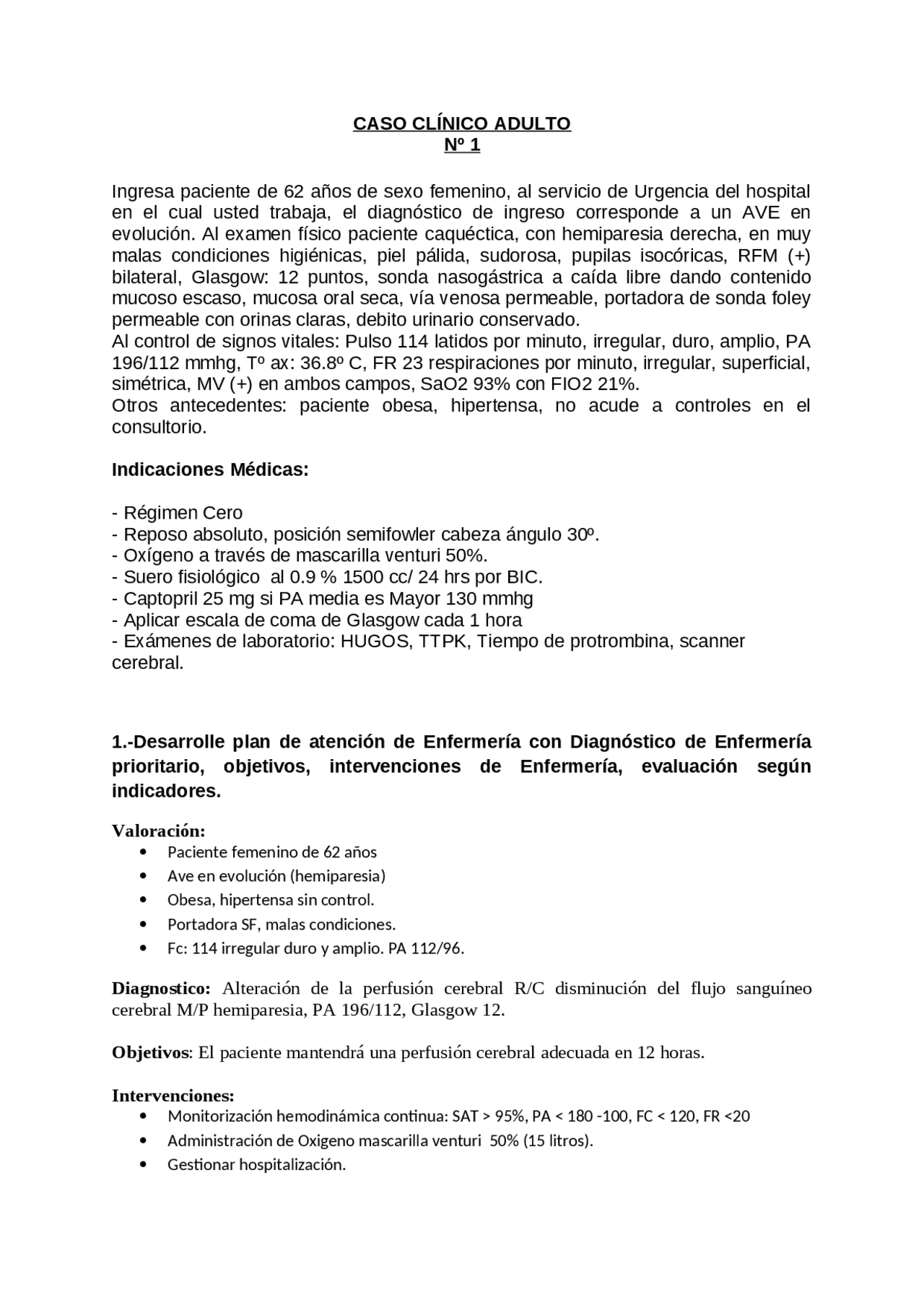 Casos Clínicos Resueltos Apuntes De Enfermería Docsity