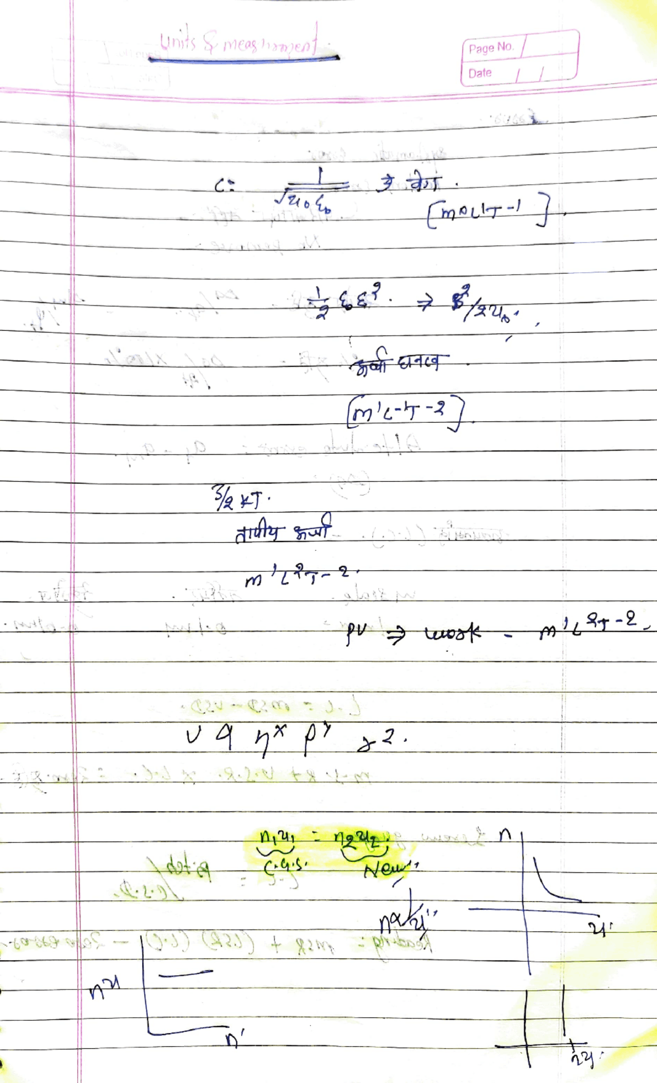 unit and diamention hand written | Lecture notes Physics | Docsity