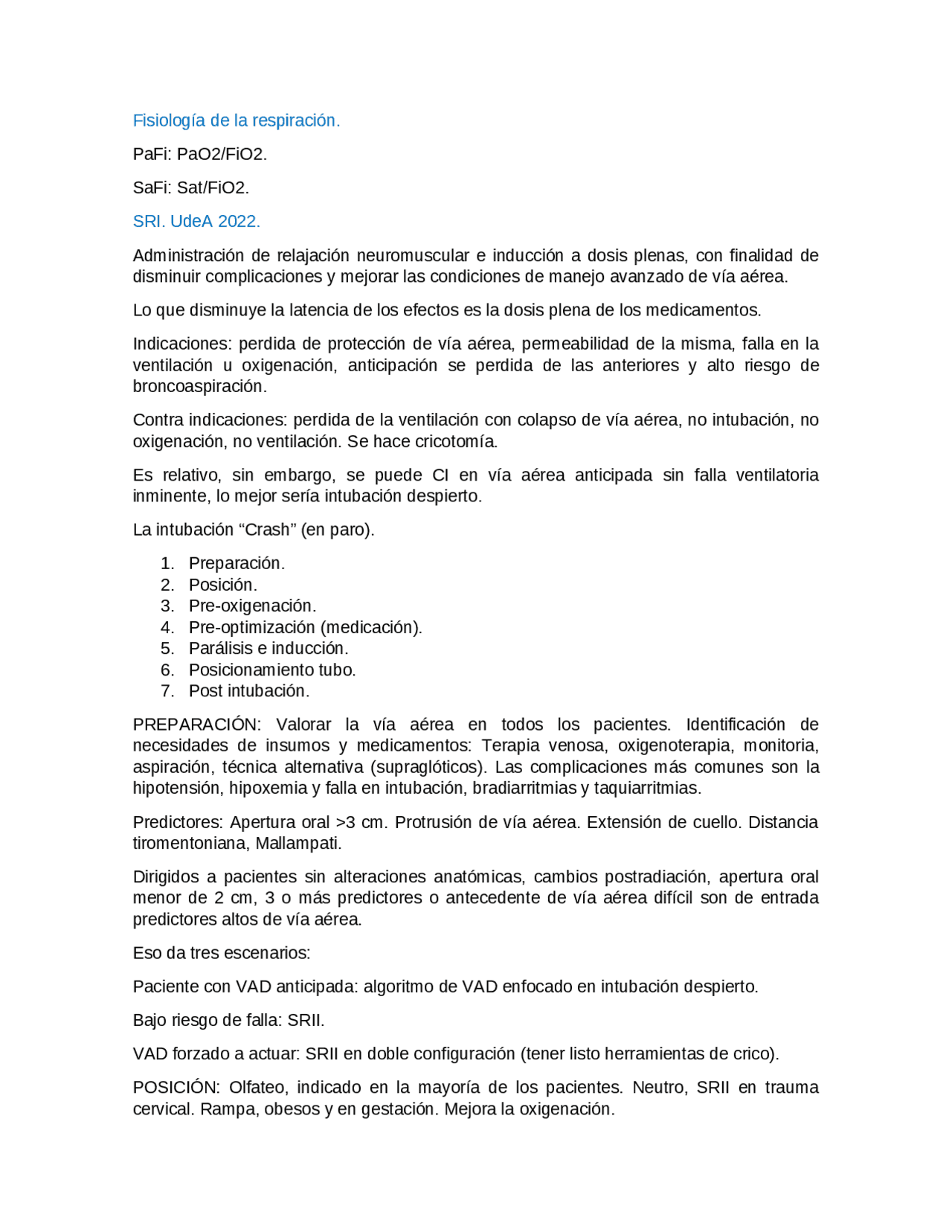 Secuencia Rapida De Intubacion Resúmenes De Anestesiología Docsity