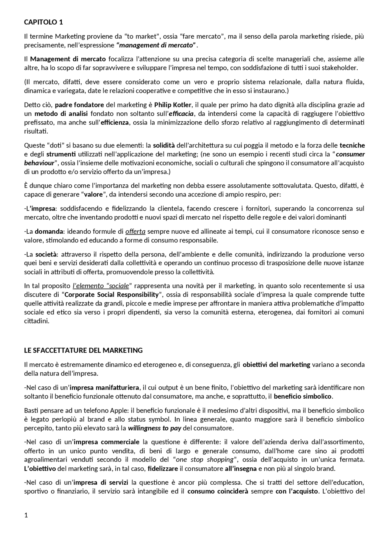 Documento completo di Marketing | Dispense di Marketing | Docsity