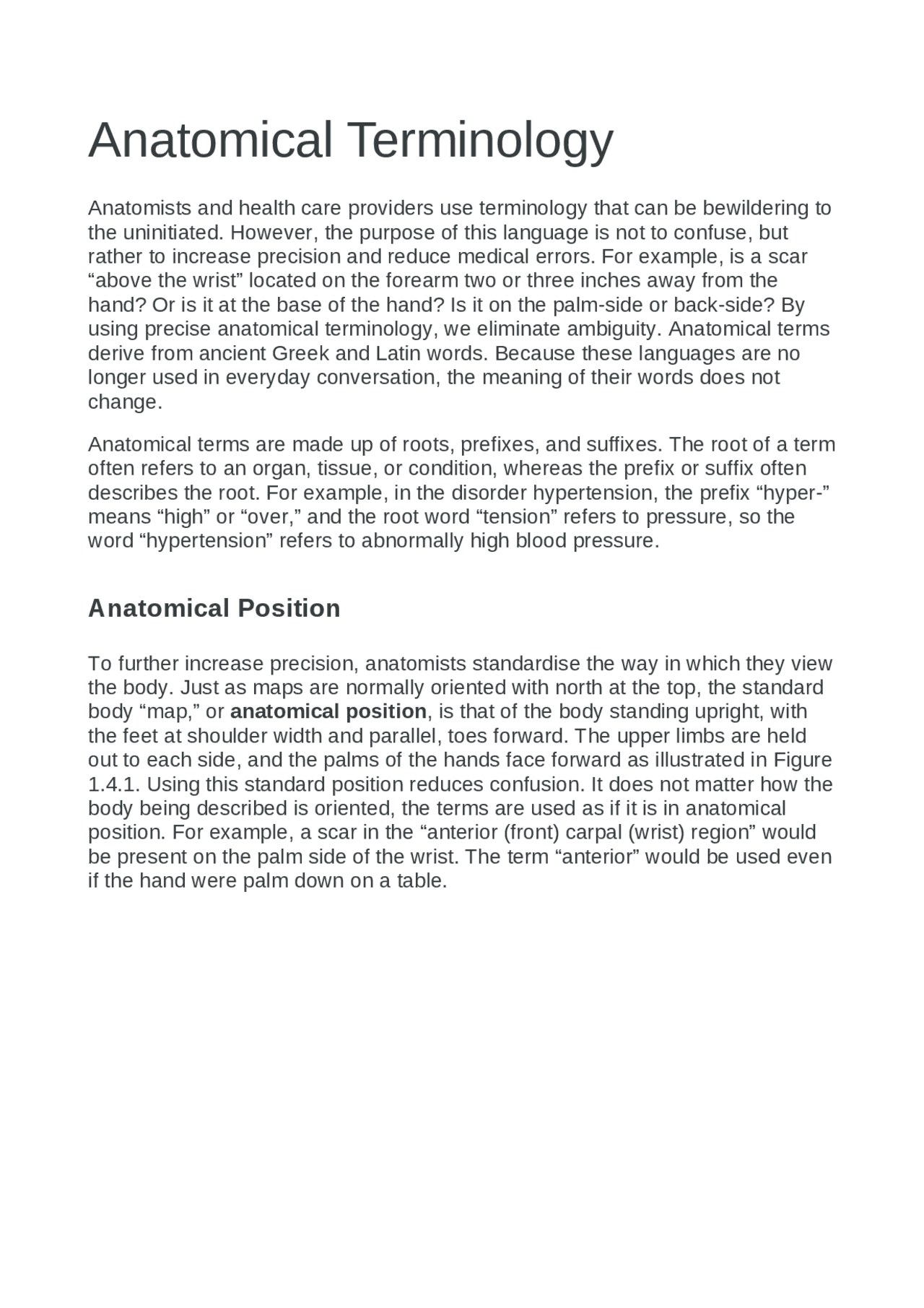 Anatomical terminology | Appunti di Biologia | Docsity