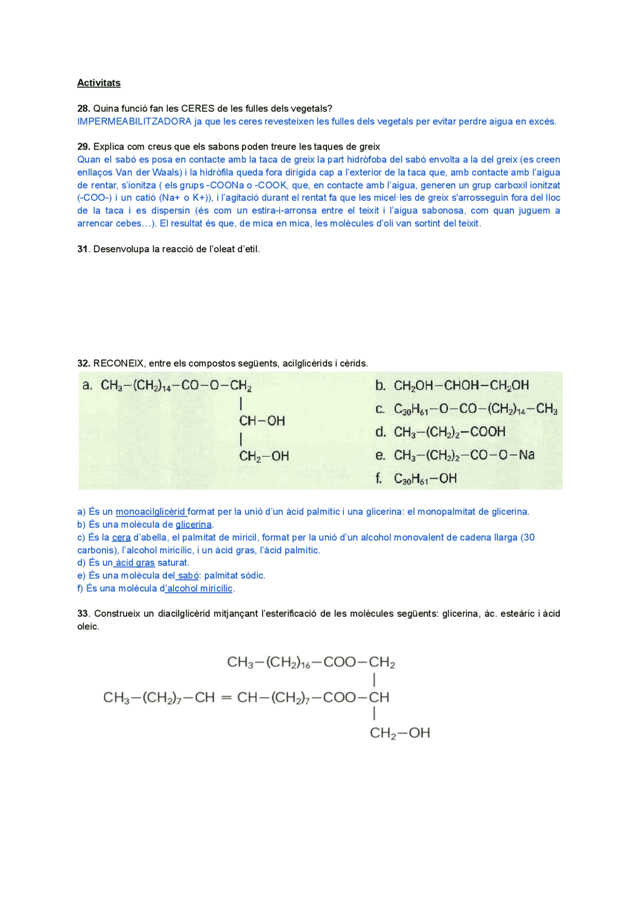 Biología Los Lípidos Ejercicios Ejercicios De Biología Docsity