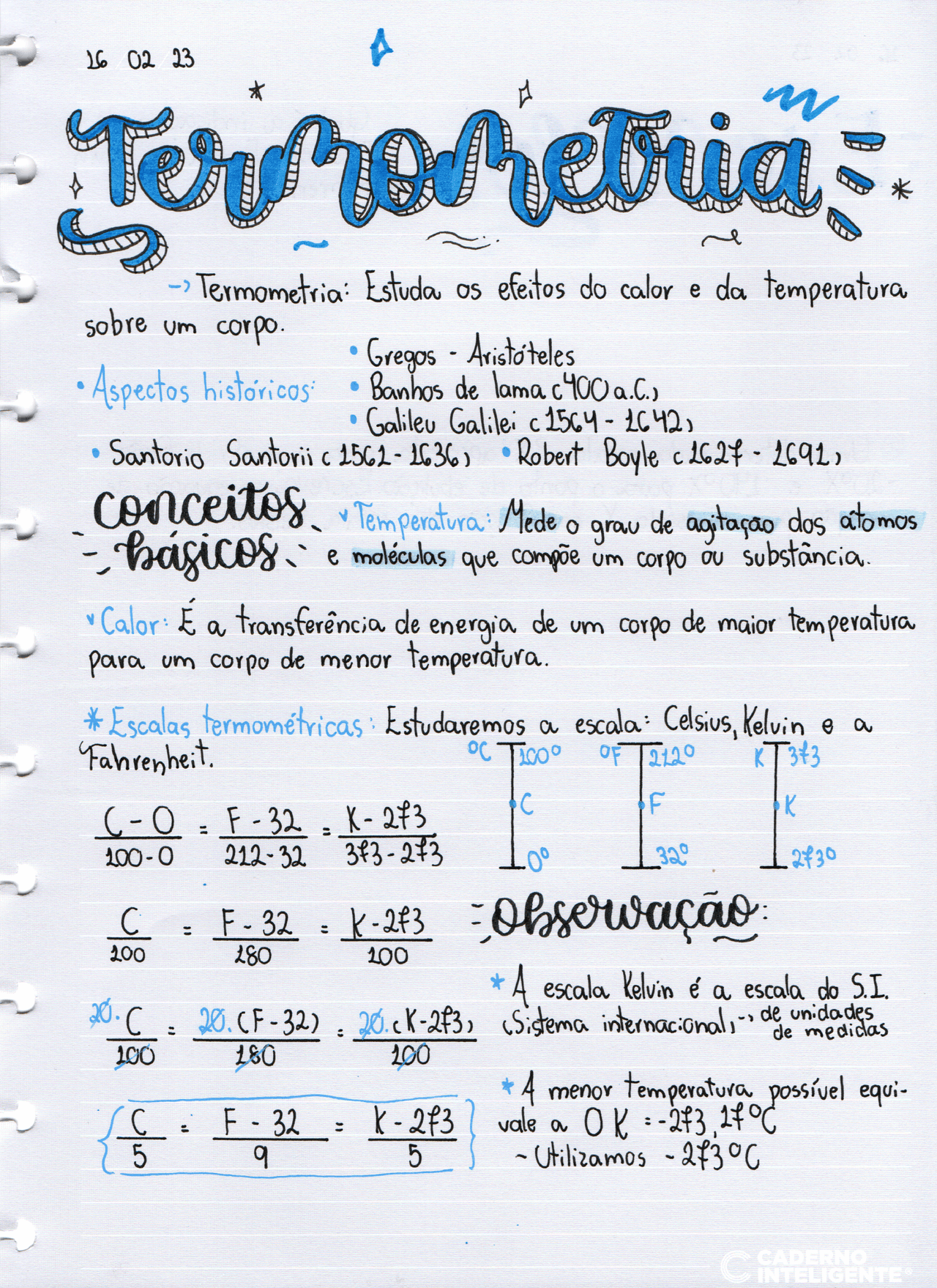 Resumo de Termometria | Esquemas Física | Docsity