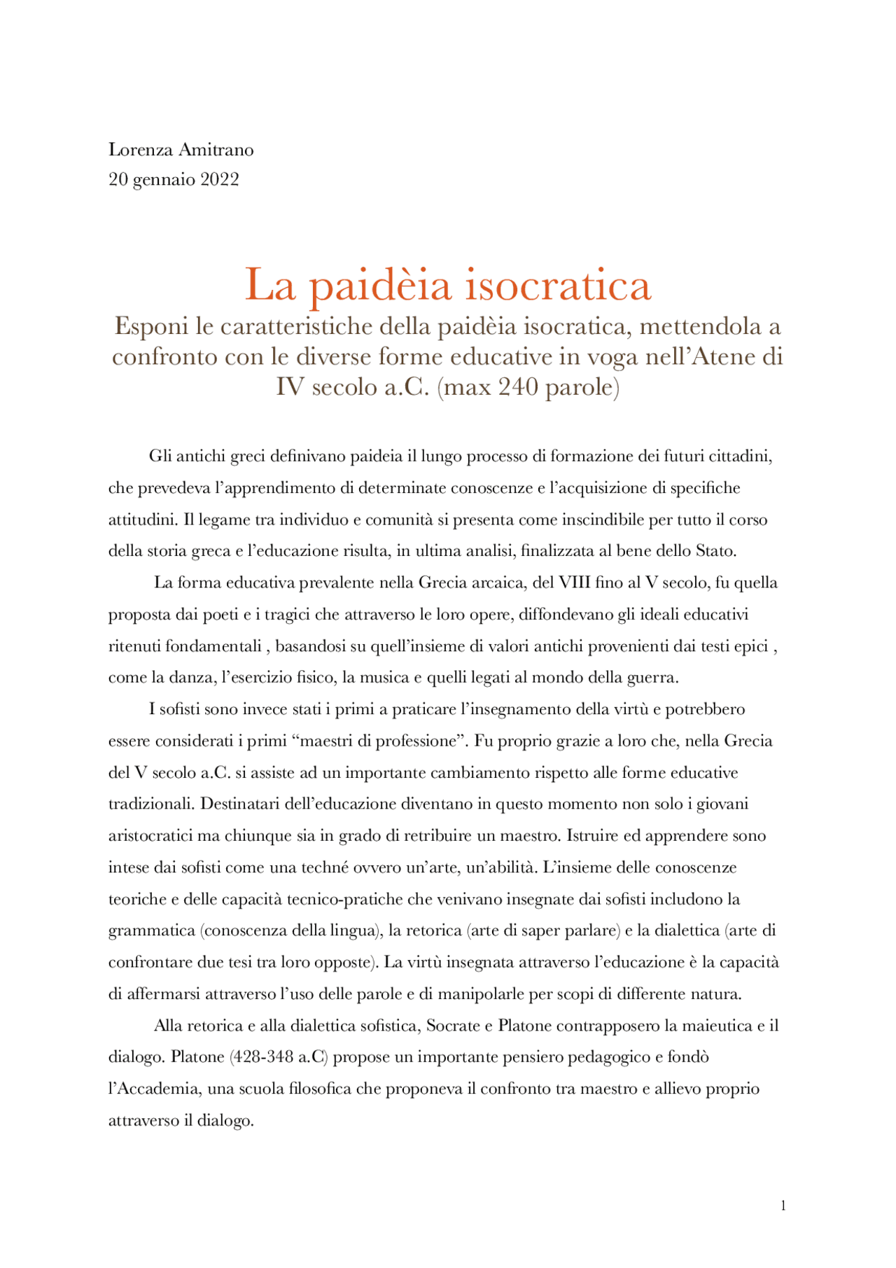 La padieira isocratica | Guide, Progetti e Ricerche di Greco | Docsity
