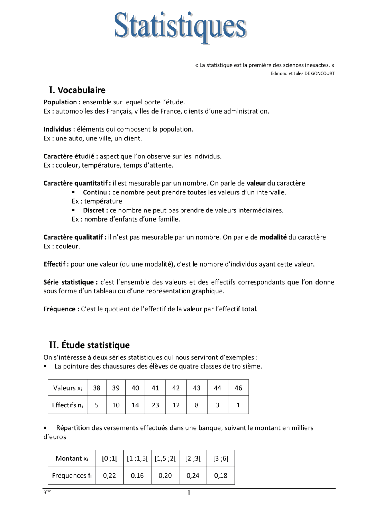Statistiques Documents Notes Statistiques Docsity