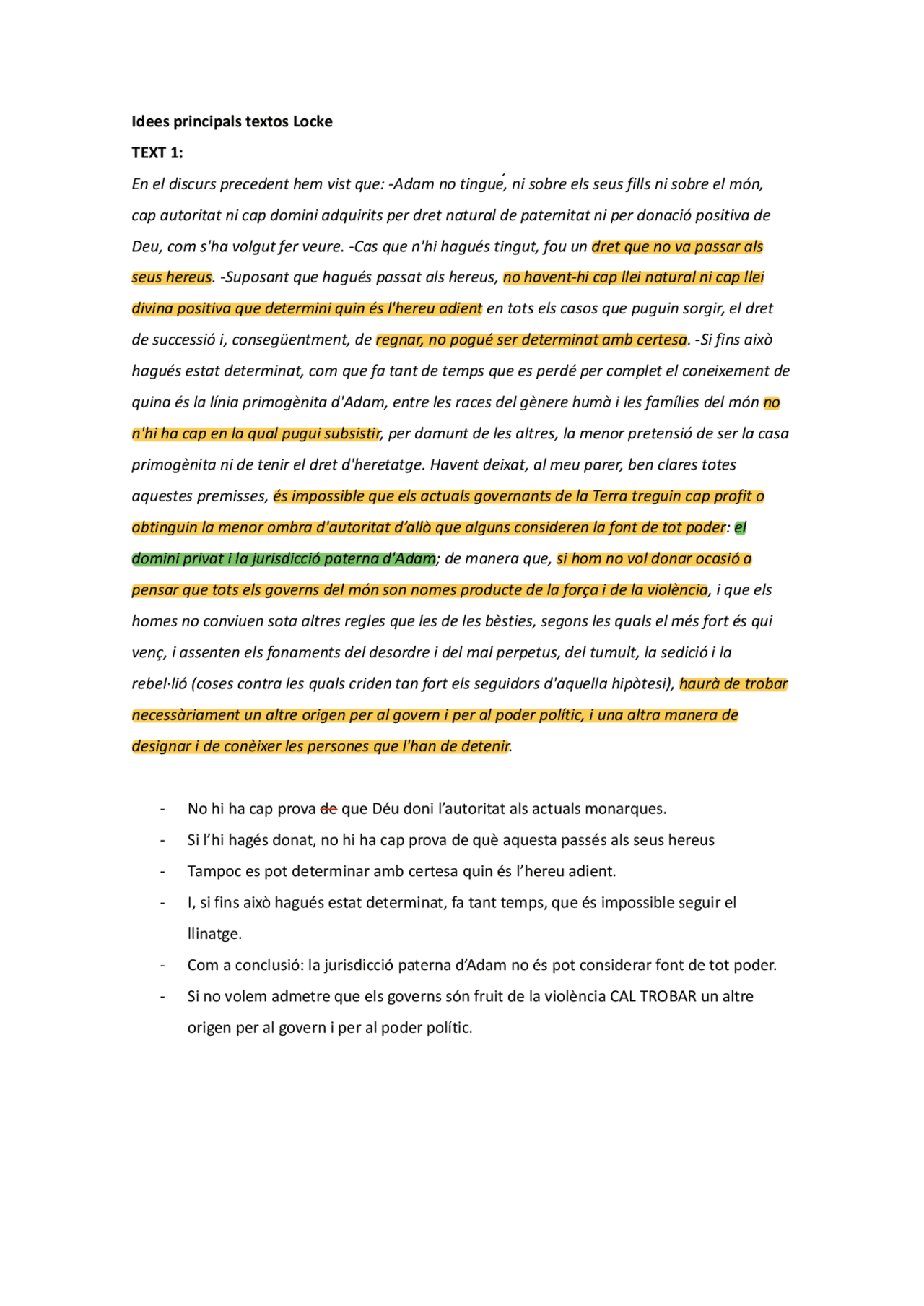 Idees Principals De Textos De John Locke Apuntes De Historia De La