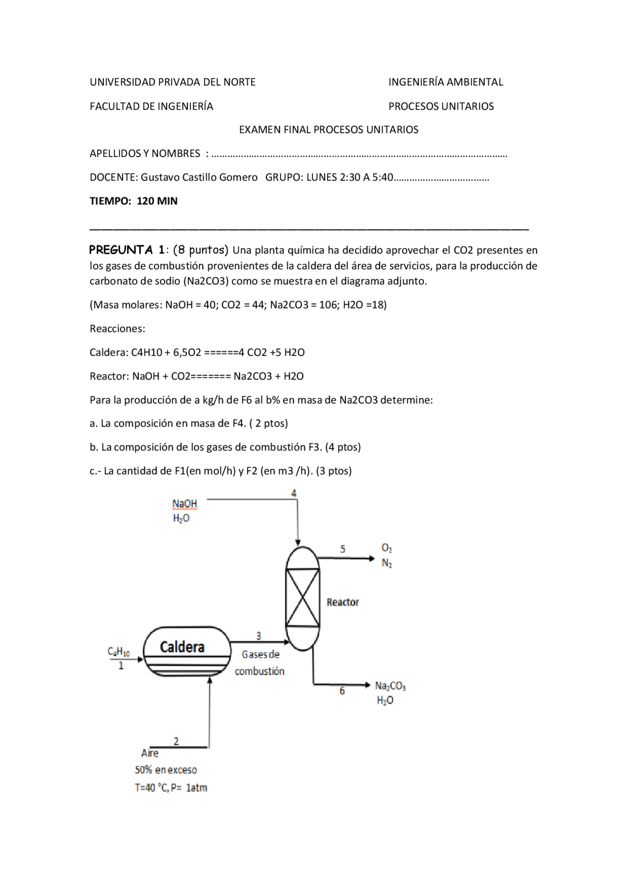 Examenes De Procesos Unitarios Resúmenes De Matemáticas Docsity