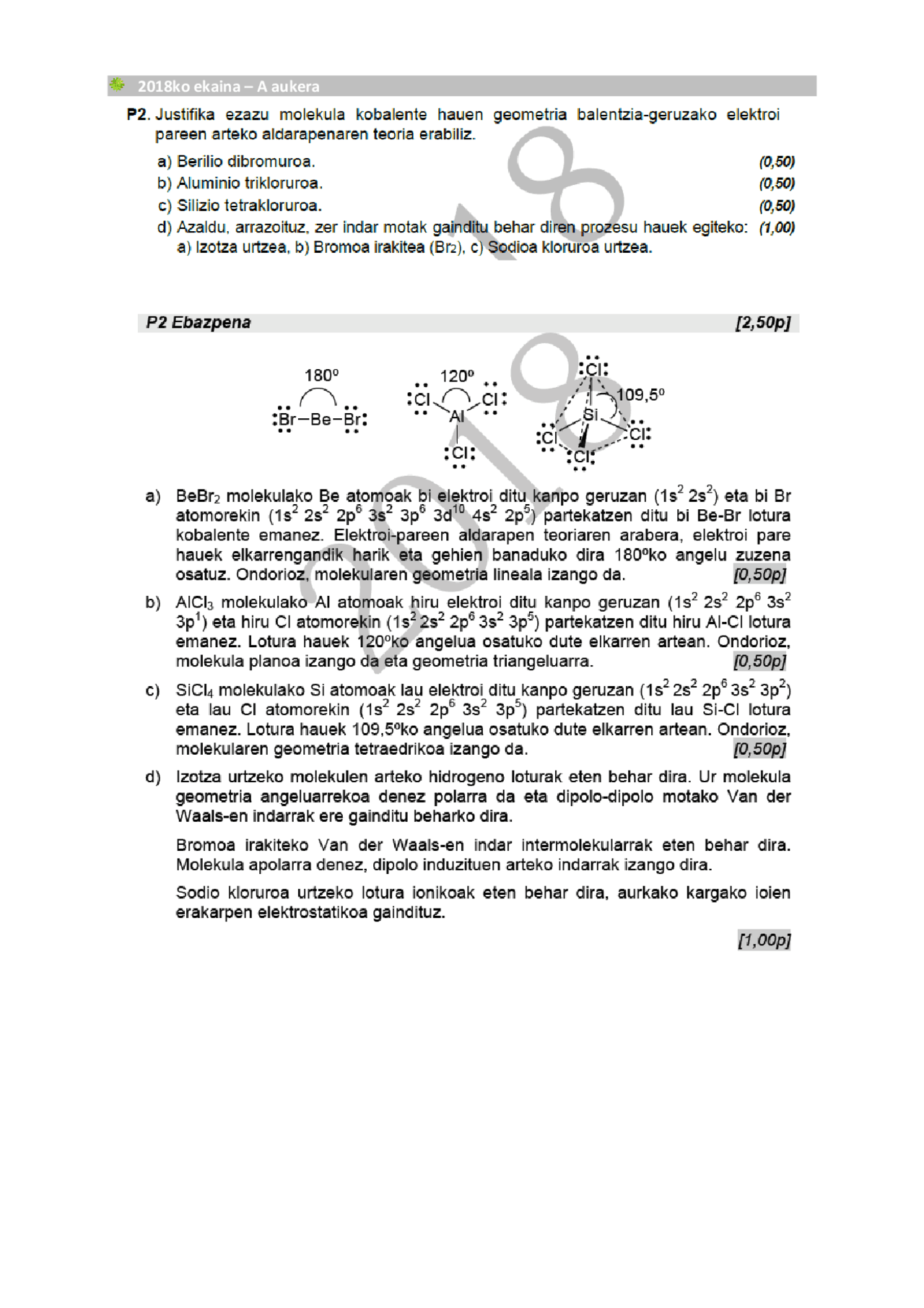 Ejercicios De Enlaces Químicos Exámenes Selectividad De Química Docsity