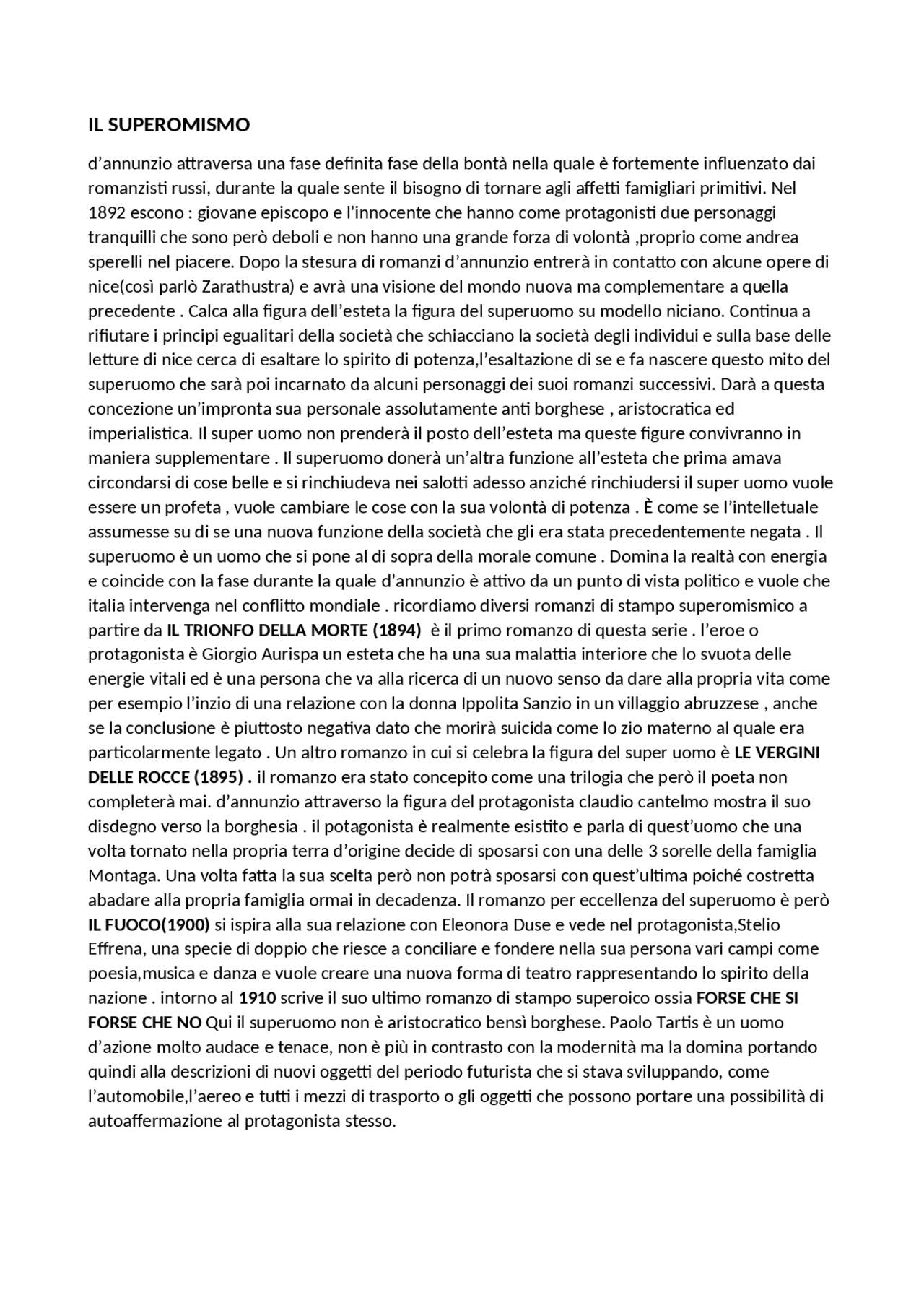 Romanzo decadente, d'annunzio e il superomismo | Appunti di Italiano ...