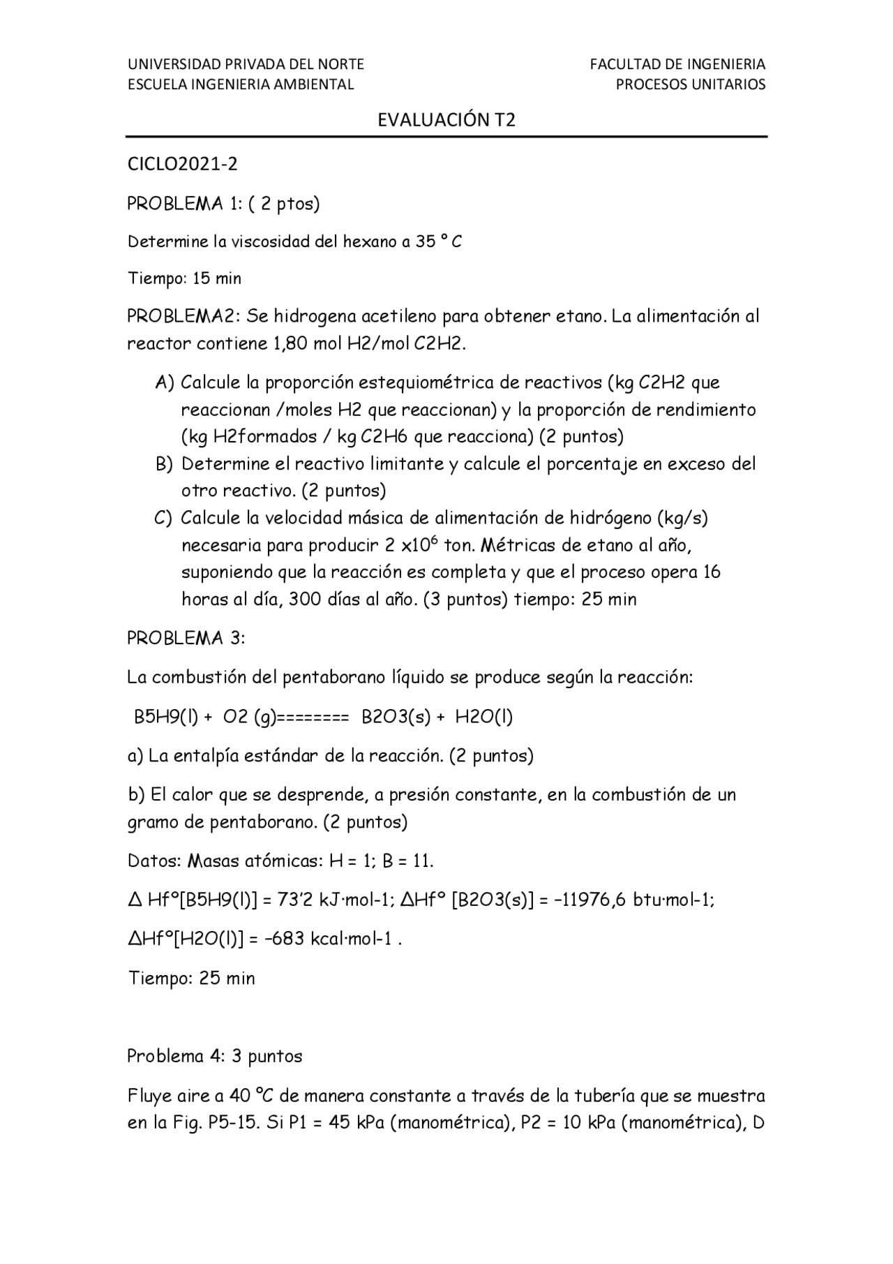 Procesos Unitarios 2022 Exámenes De Materiales Docsity