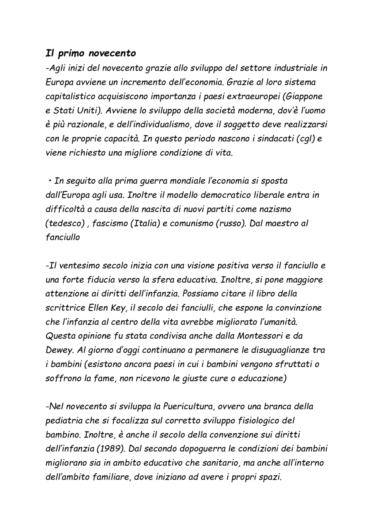 Il Primo Novecento In Ambito Pedagogico Appunti Di Pedagogia Docsity